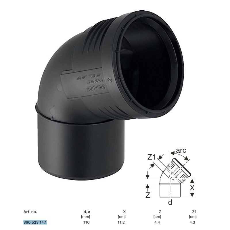 Geberit 390.523.14.1 Silent-PP GTB Curva 67 Gradi, Grigio | Leroy Merlin