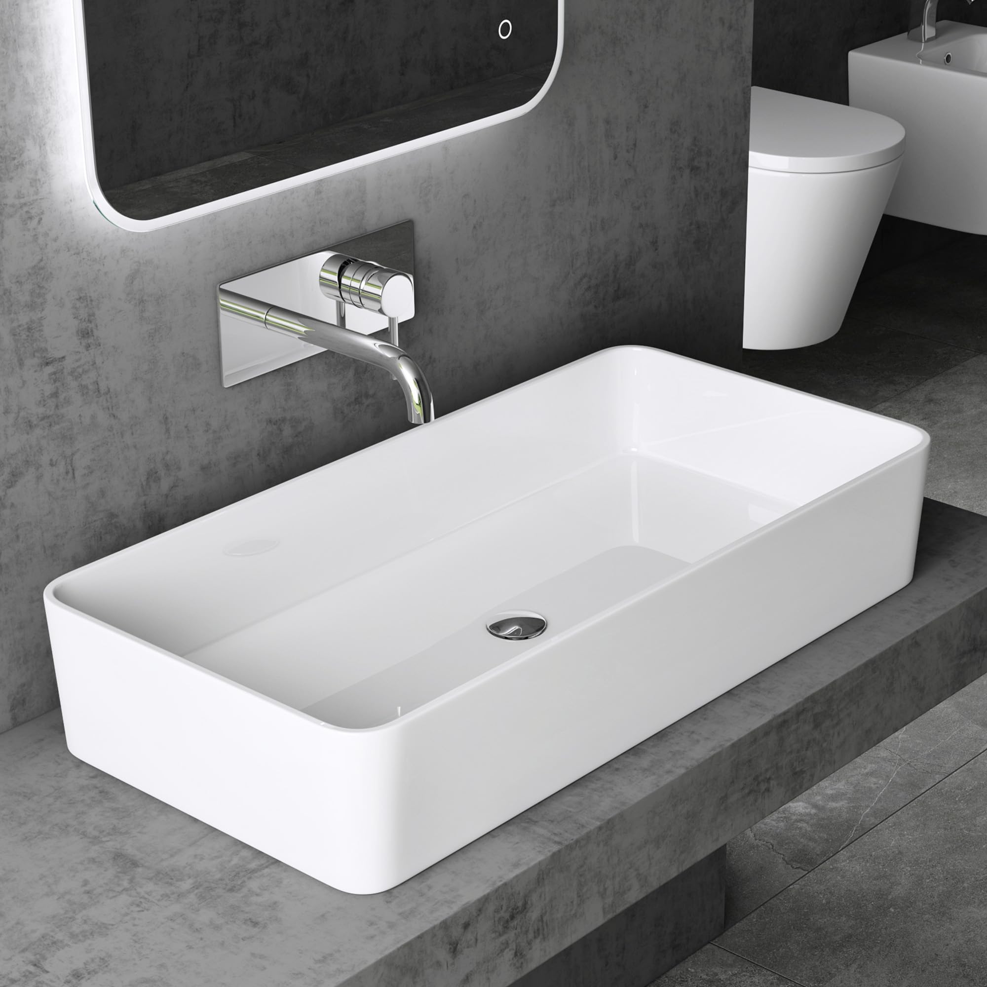 Doporro Lavabo Vasque à Poser Solid Surface Rectangulaire Blanc 80x40x15cm Colossum102 | Leroy ...