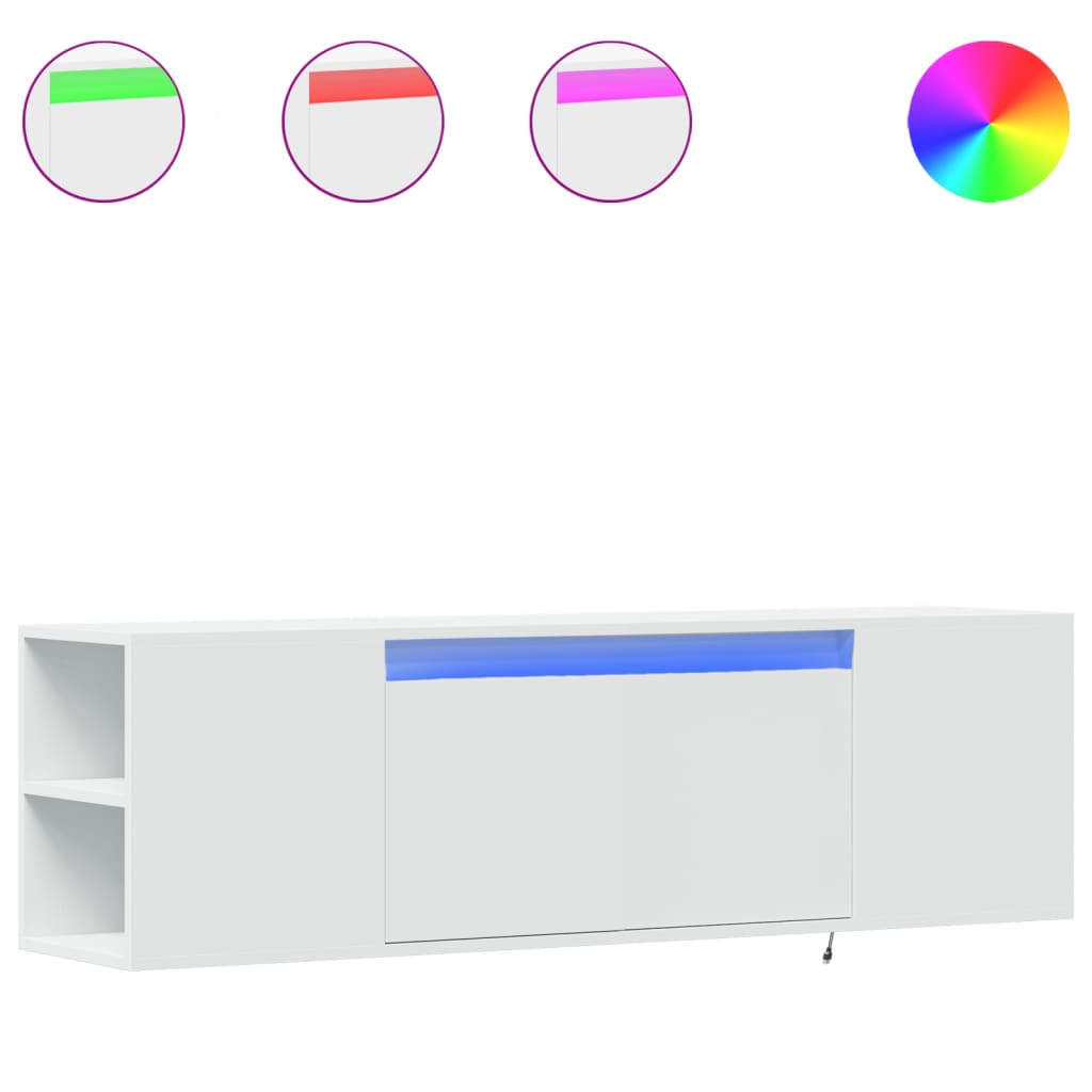 Mueble TV de pared | Mueble de salón con luces LED blanco 135x31x39,5 ...