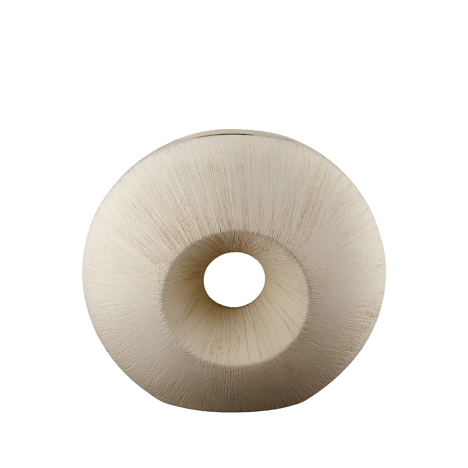 GILDE Vase Bologne en crème, céramique, plat, rond, rayé, H.25, 5 x L.27cm | Leroy Merlin