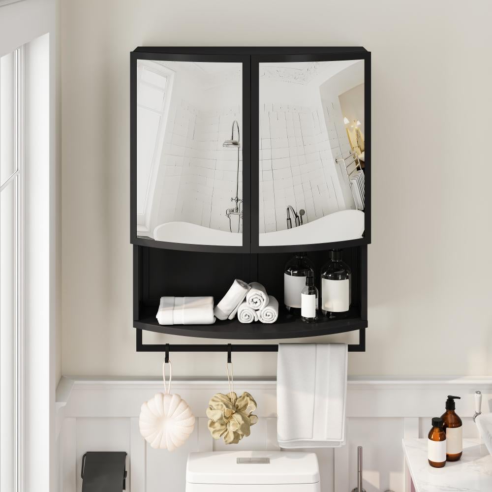 Garde-robe moderne 60CM à double porte en verre arquée avec miroir ...