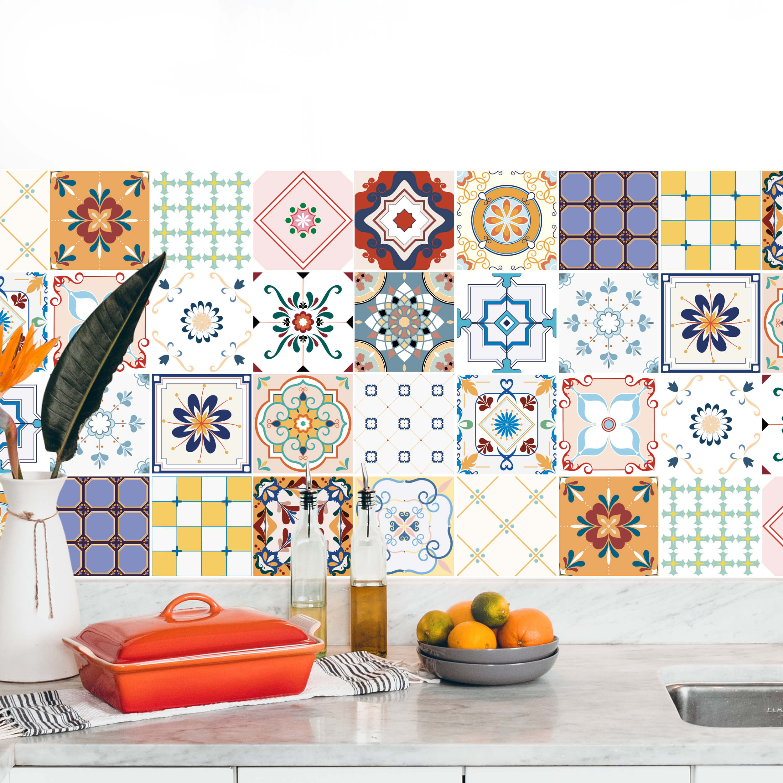 Stickers carrelage carreaux de ciment 20x20cm - Kit de 24 | Leroy Merlin