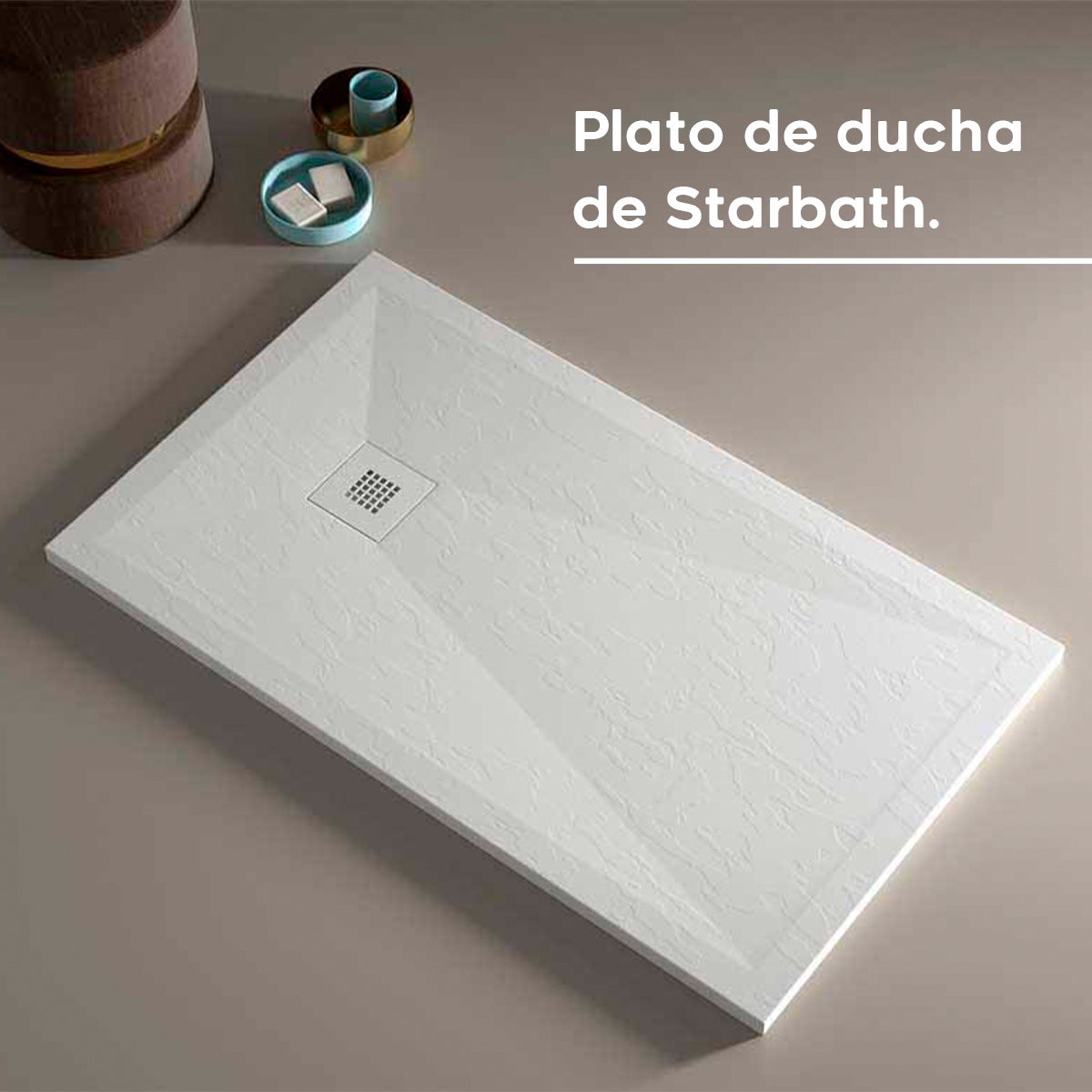 Plato de ducha de Stone Plus Duplach - 90 x 90 x 3 cm - Pizarra - Blanco | Leroy Merlin