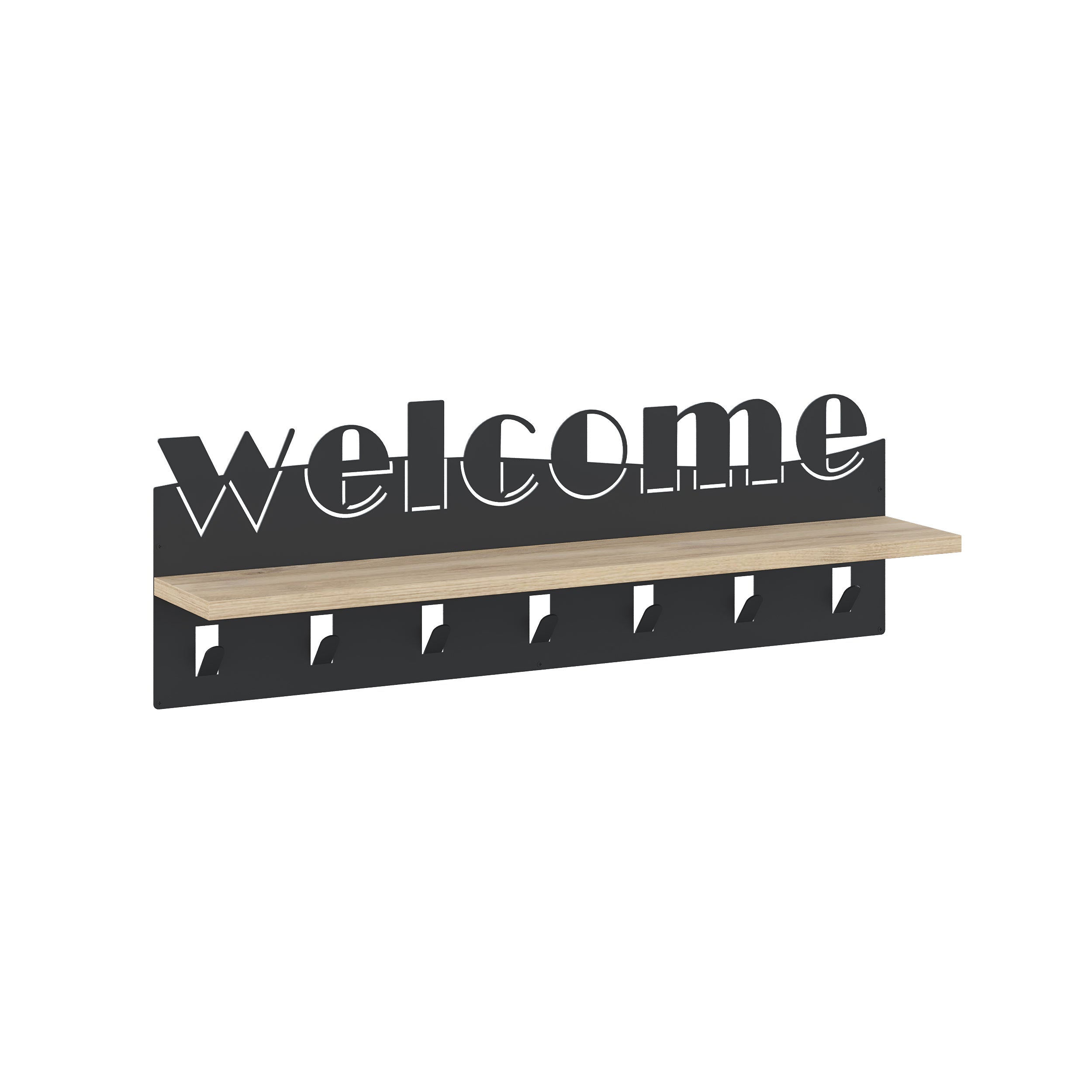 Decortie Accroche murale Lettre de Bienvenue Moderne Chêne Métal 7 ...