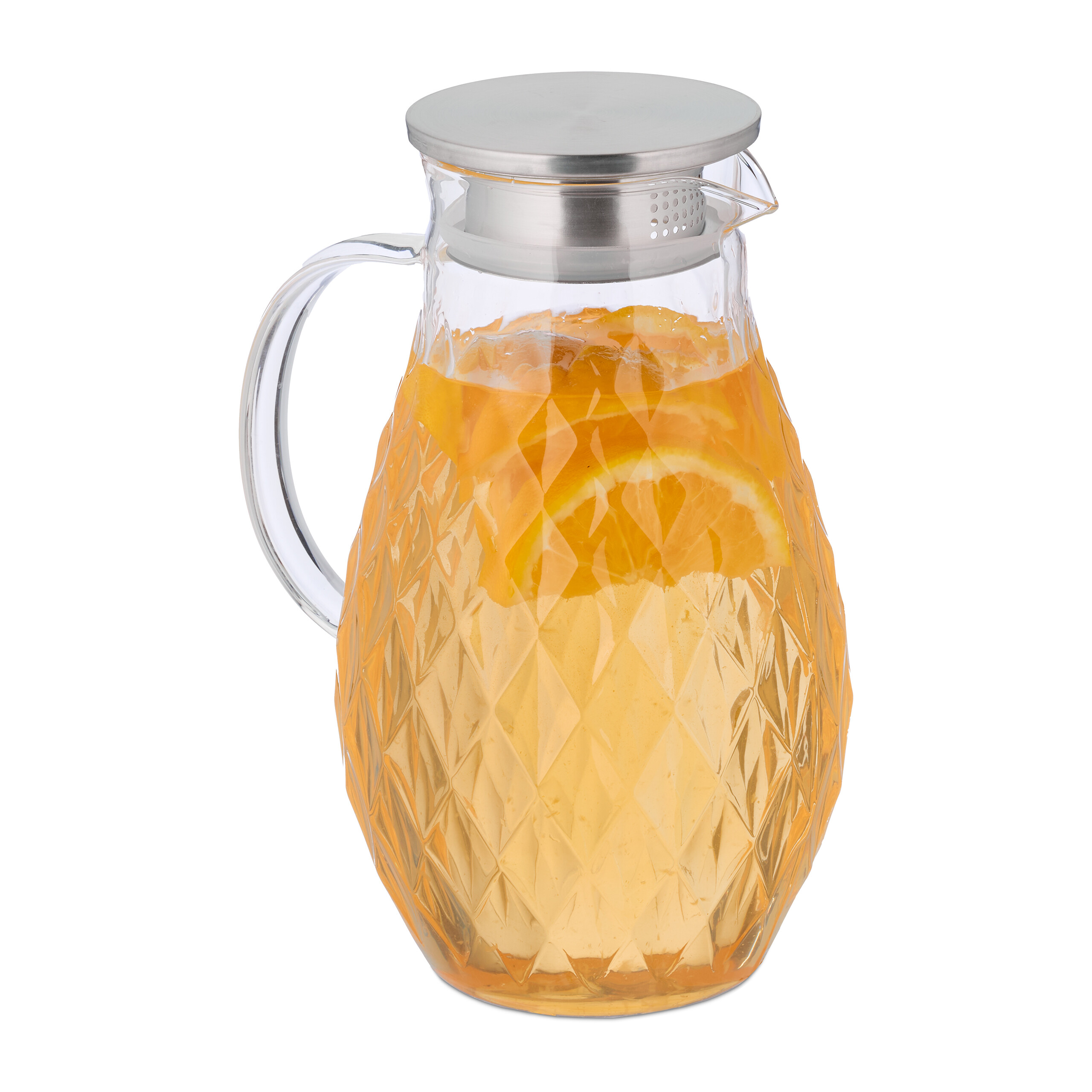 Carafe d'eau en verre, 2 litres, avec couvercle en acier inoxydable ...