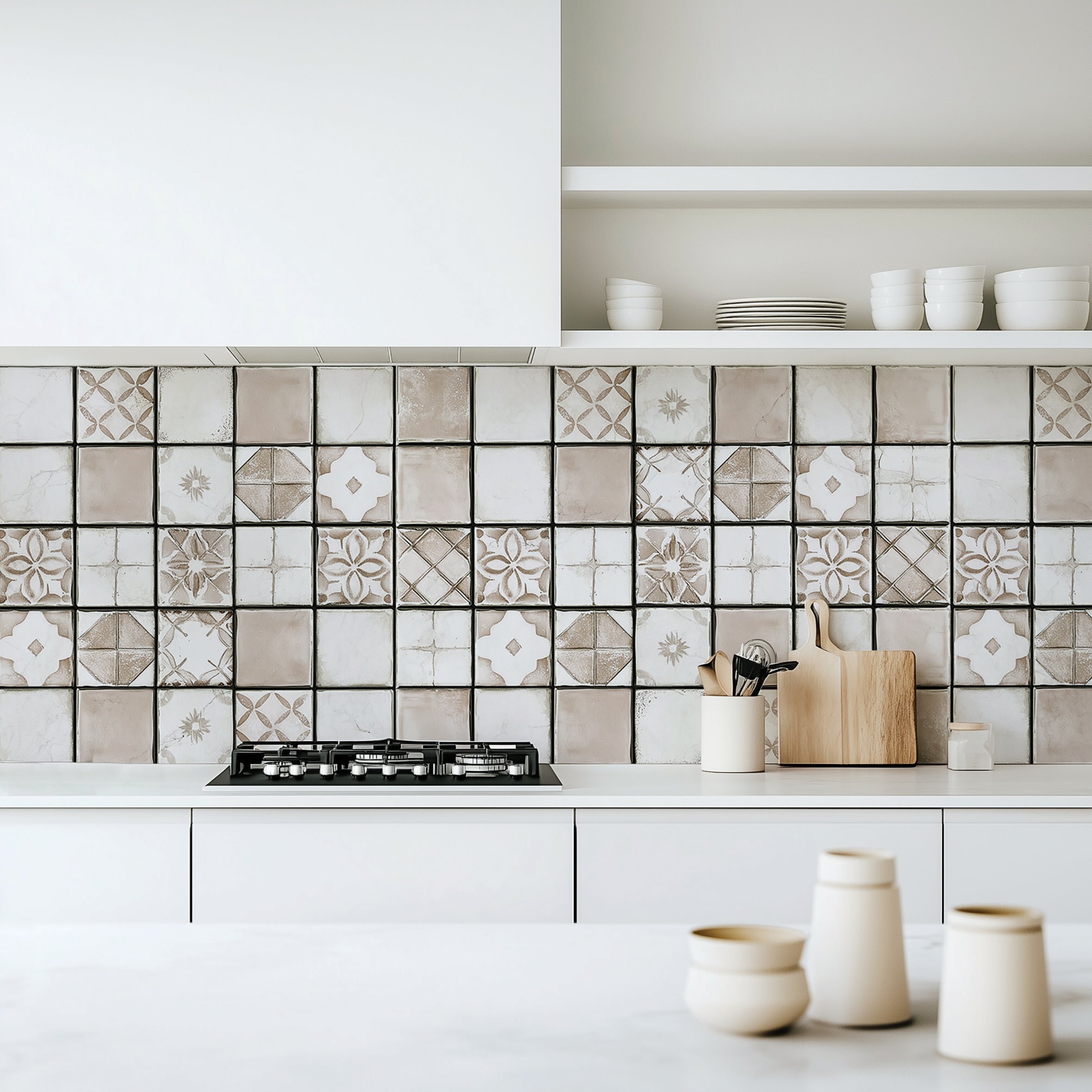 Crédence adhésive en Vinyle Ignifuge Beige Tiles 300x60 | Leroy Merlin