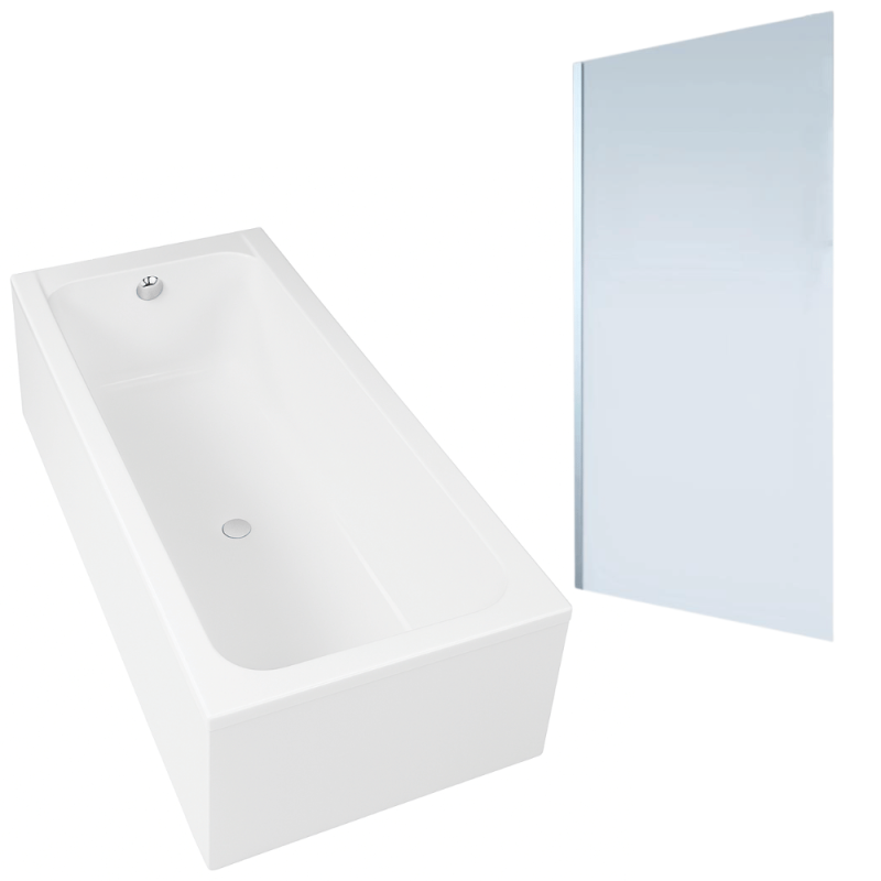 Baignoire droite DURAVIT D-Code 170 x70 cm + Pare Bain gauche AURYS ...