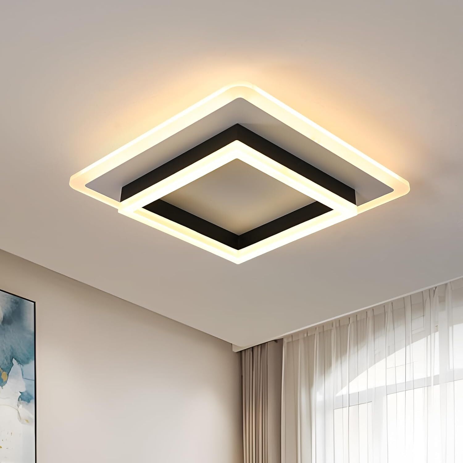 COMELY Plafonnier LED Moderne 30W 3375LM 3000K, Lampe de Plafond Carrée ...