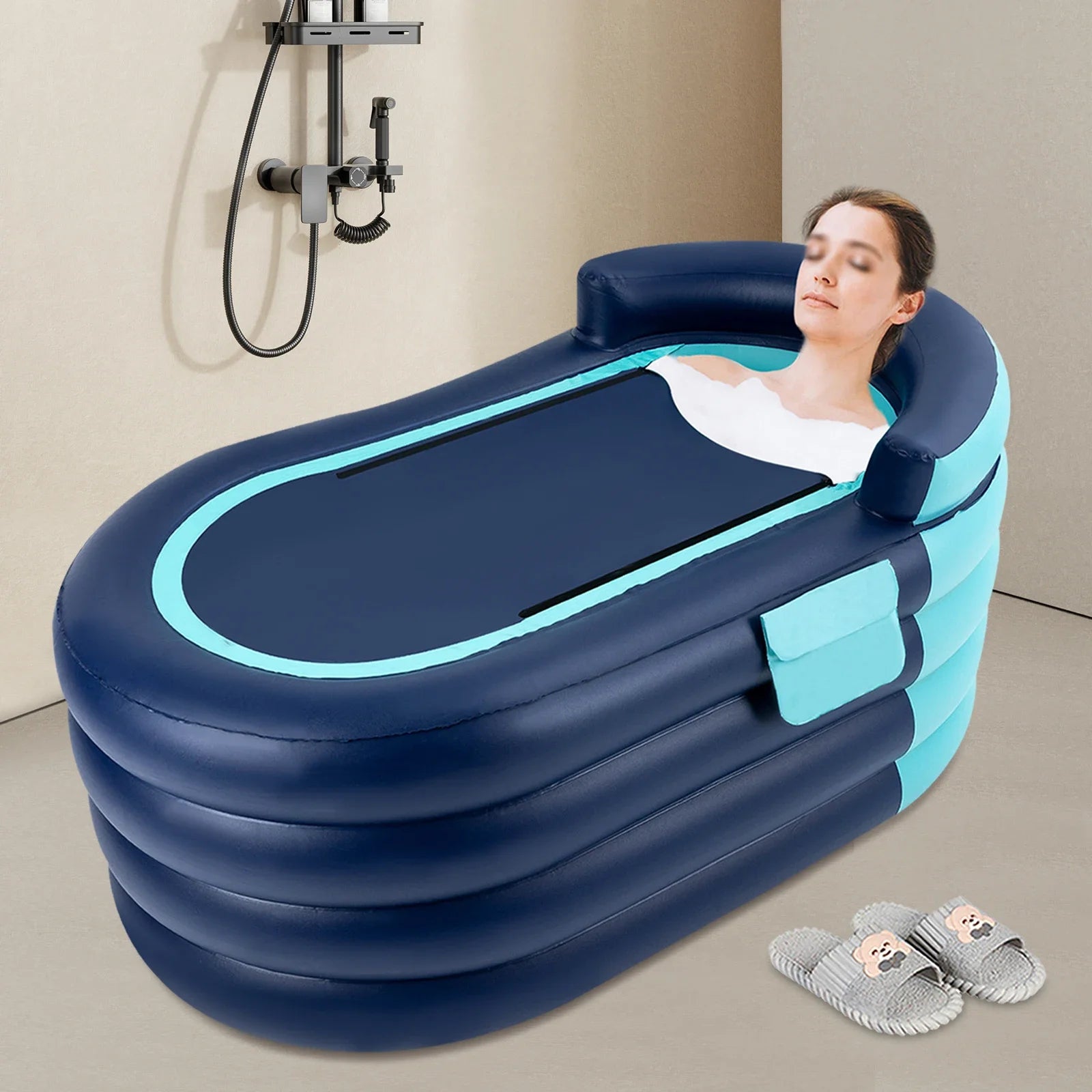 Bañera hinchable portátil y plegable SIENTICE, fabricada en PVC grueso ...