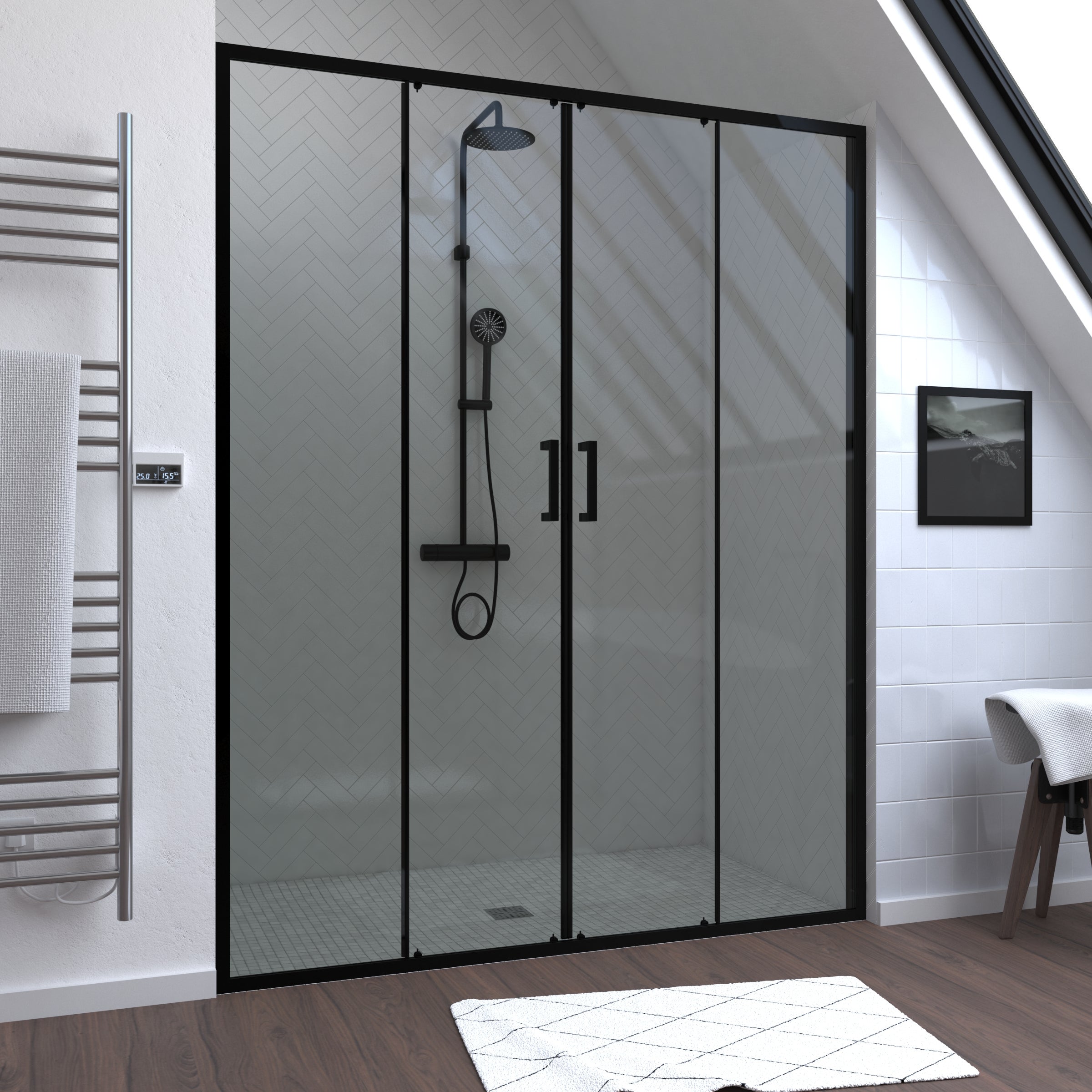 Porte de douche Double Coulissant 160x200 cm - Verre transparent ...