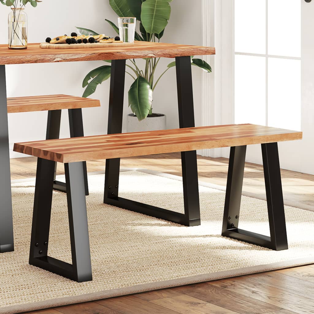 Banco interior | Banco con borde vivo madera maciza de acacia 110 cm ...