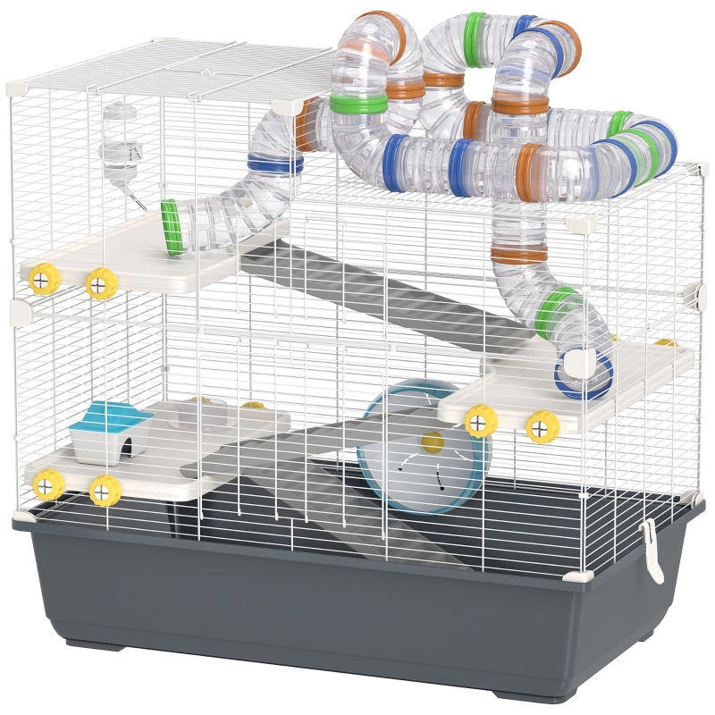 Cage pour Hamster Nain,4 Niveaux avec Tunnels,Cabane et Accessoires ...