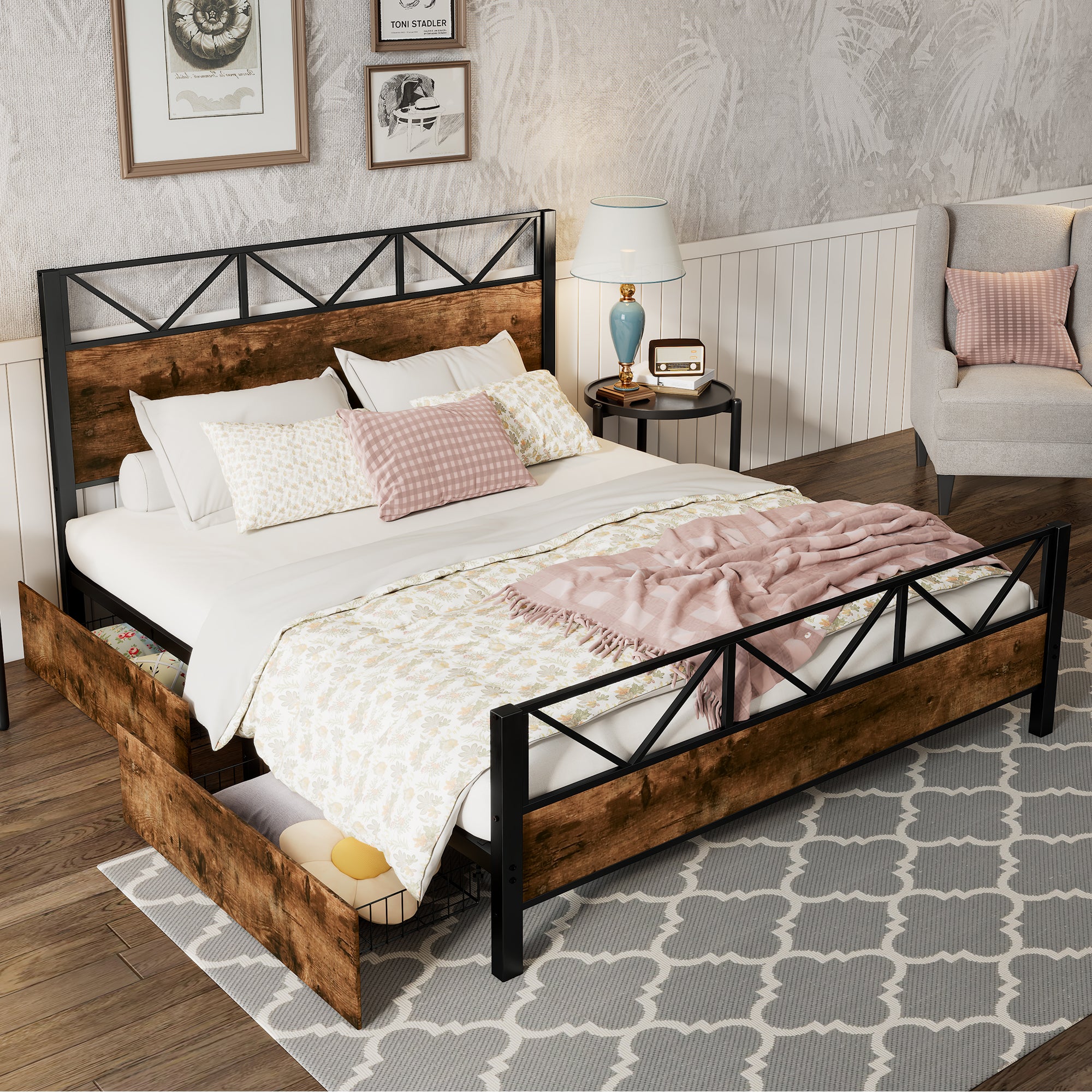 Lit métallique plats, 140 x 200 cm, lit double, lit adolescents et ...