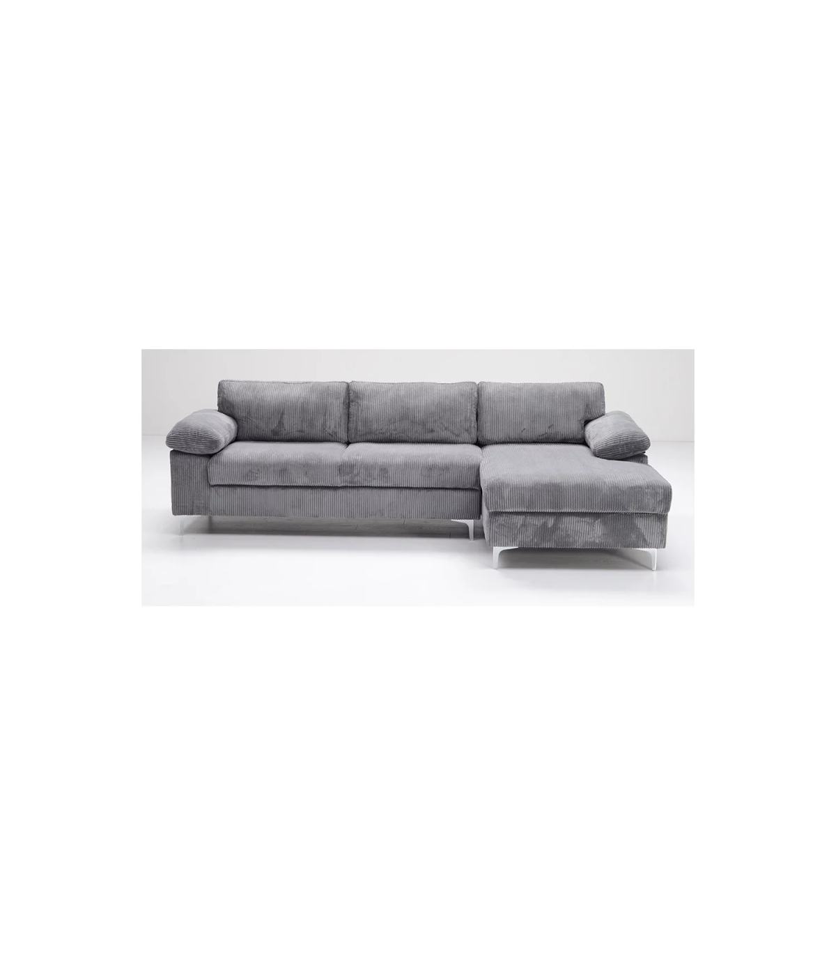 Sofá Chaiselongue derecha modelo Cyril-260 tapizado gris, 260cm(ancho ...