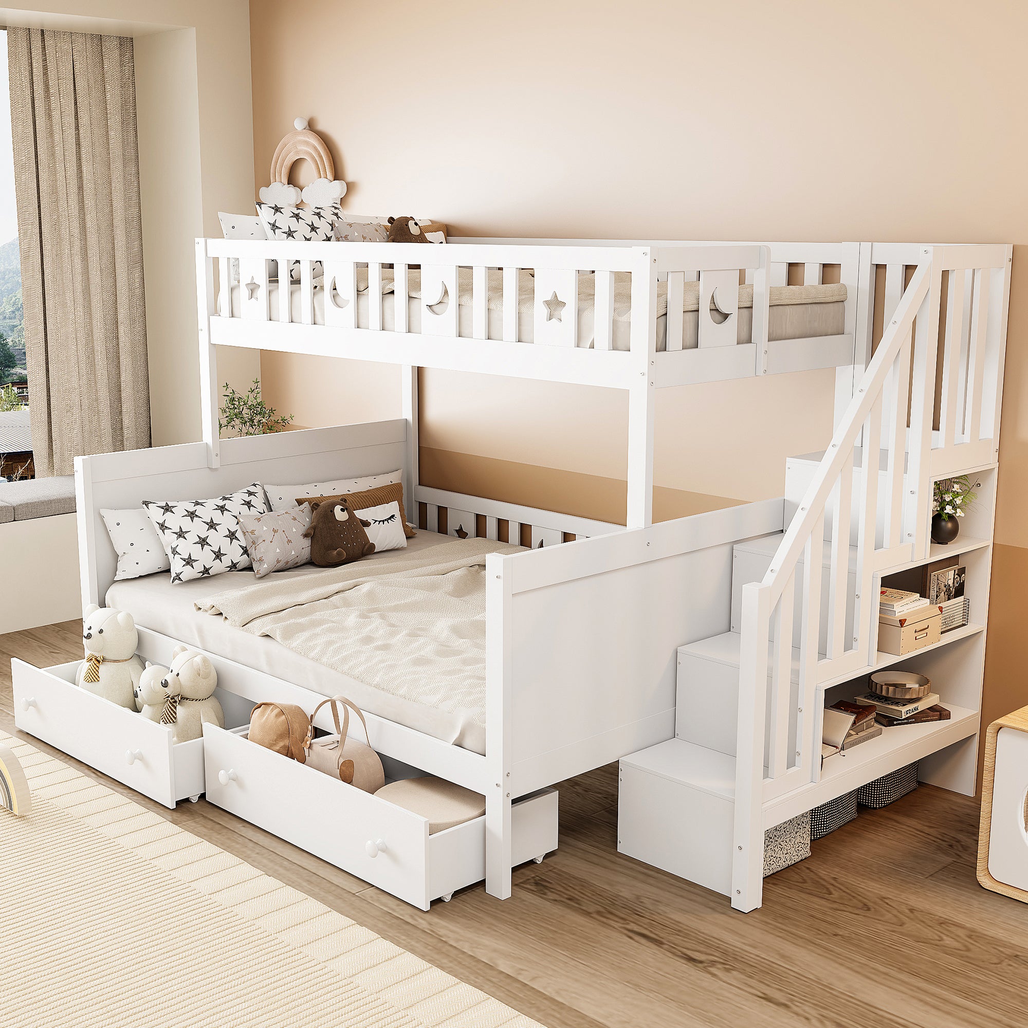 Litera para 3 personas 140/90x200 cm, litera infantil de madera maciza ...