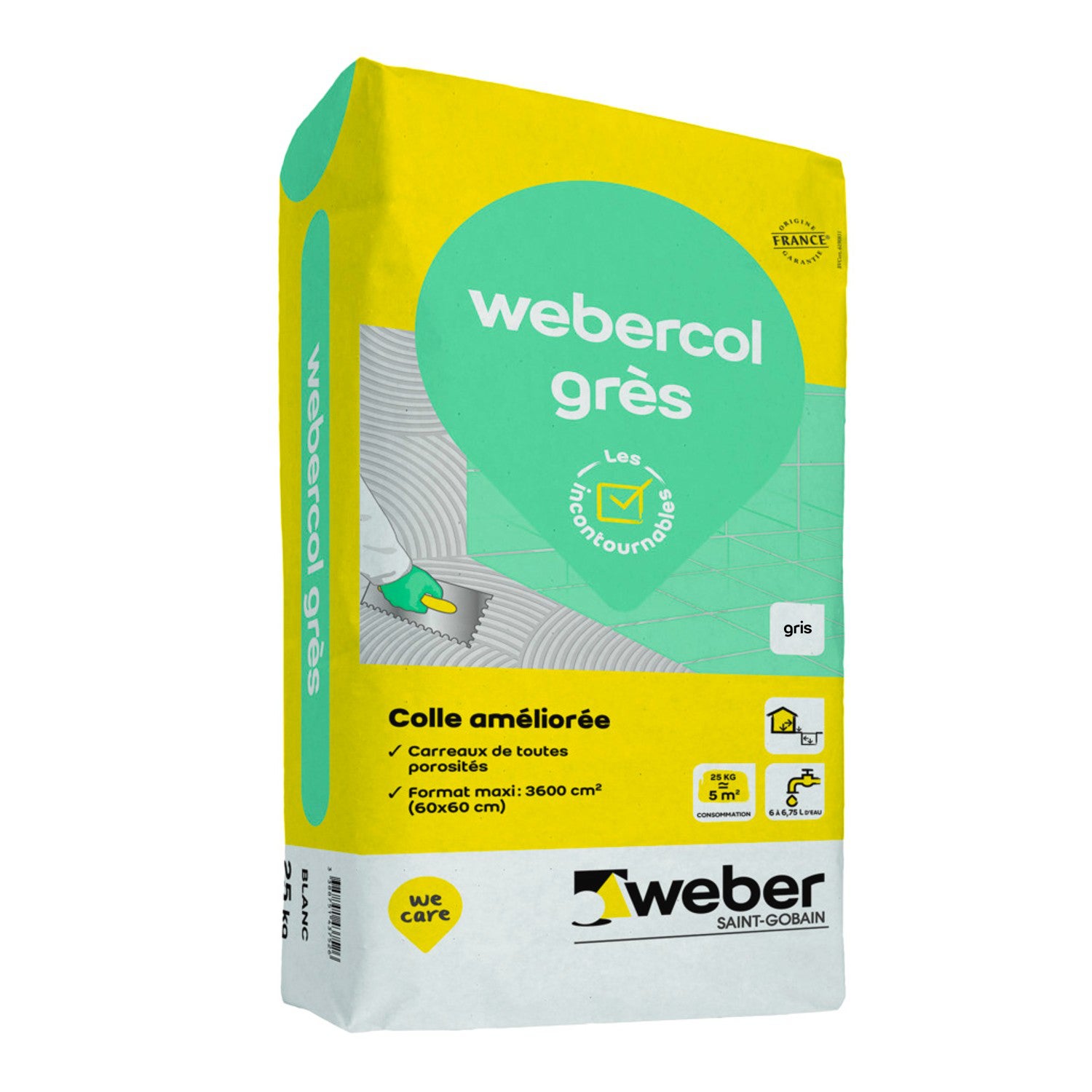 Colle pour faïence et grès 25kg mortier Gris Webercol grès | Leroy Merlin