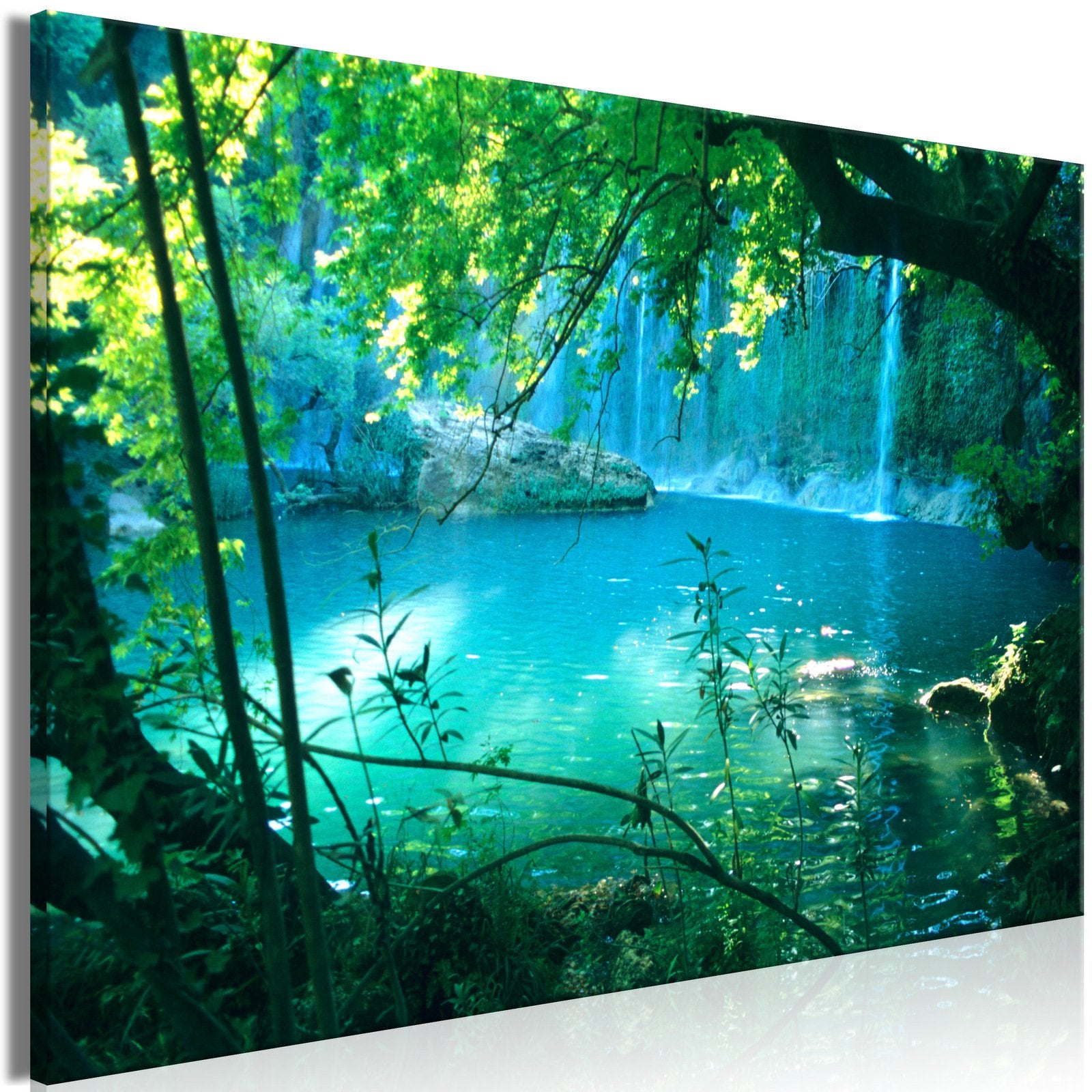 Tableau Turquoise Seclusion (1 Part) Wide - 90 x 60 cm | Leroy Merlin