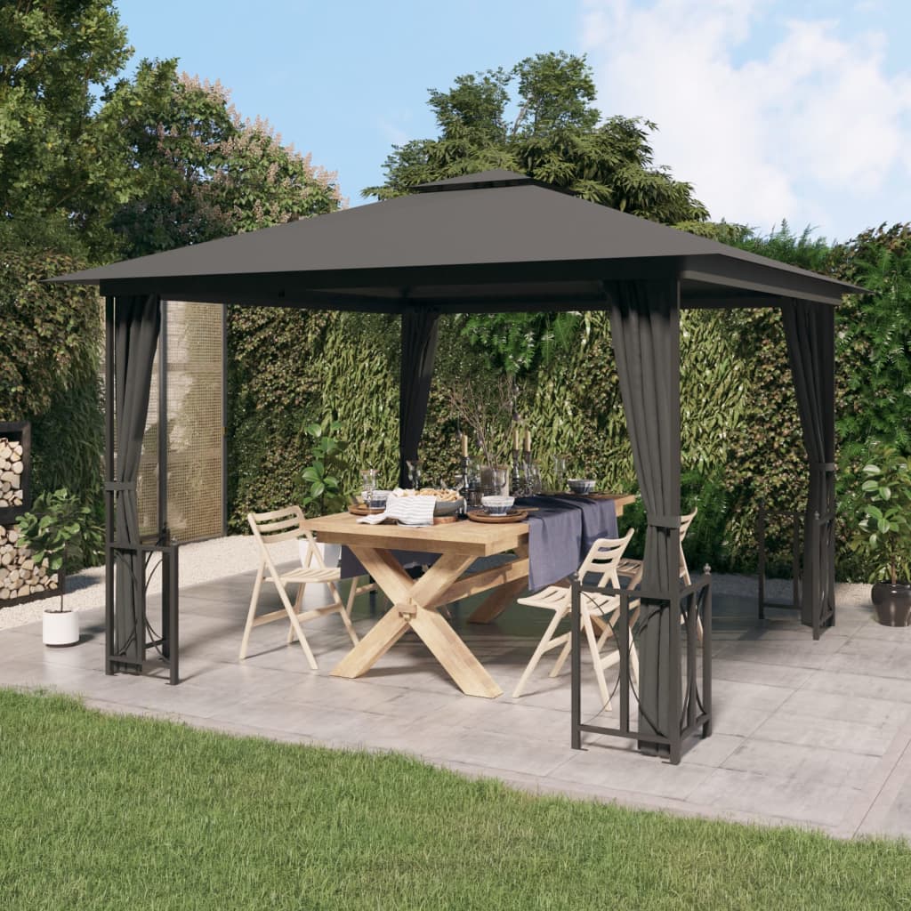 Maison Exclusive - Tonnelle avec parois et toit double 3x3 m Anthracite ...