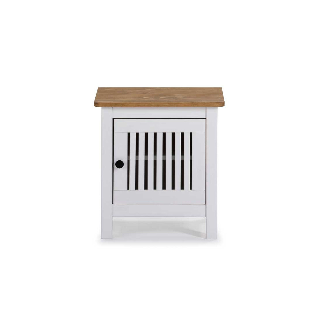 Table de chevet 1 porte Bois/Blanc - BRANU | Leroy Merlin