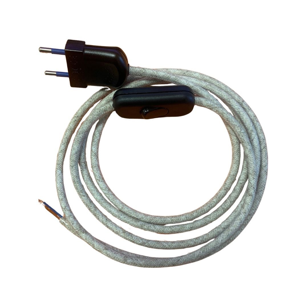 Cable Textil con Interruptor y Clavija, Longitud 2 metros, sección 2 x ...