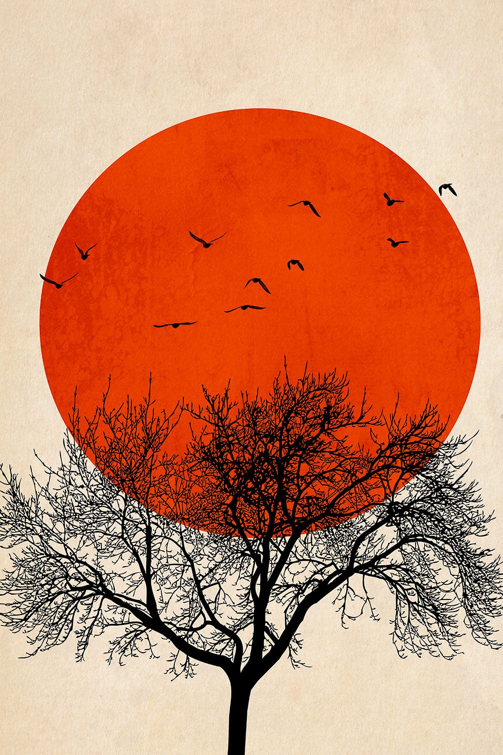 Tableau soleil rouge graphique - 40x60cm | Leroy Merlin