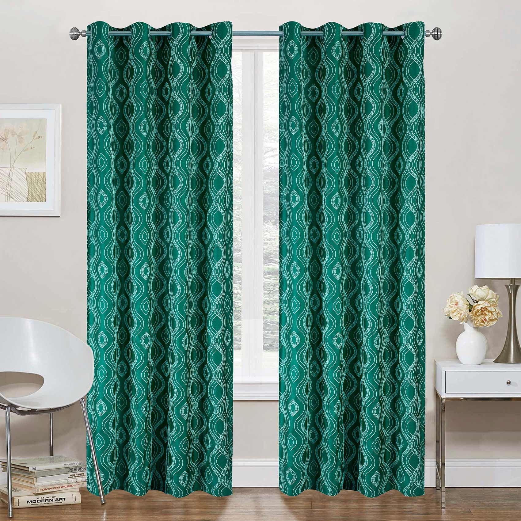 Paire de rideaux obscurcissant à motifs - Vert - 140x260 cm - Polyester ...