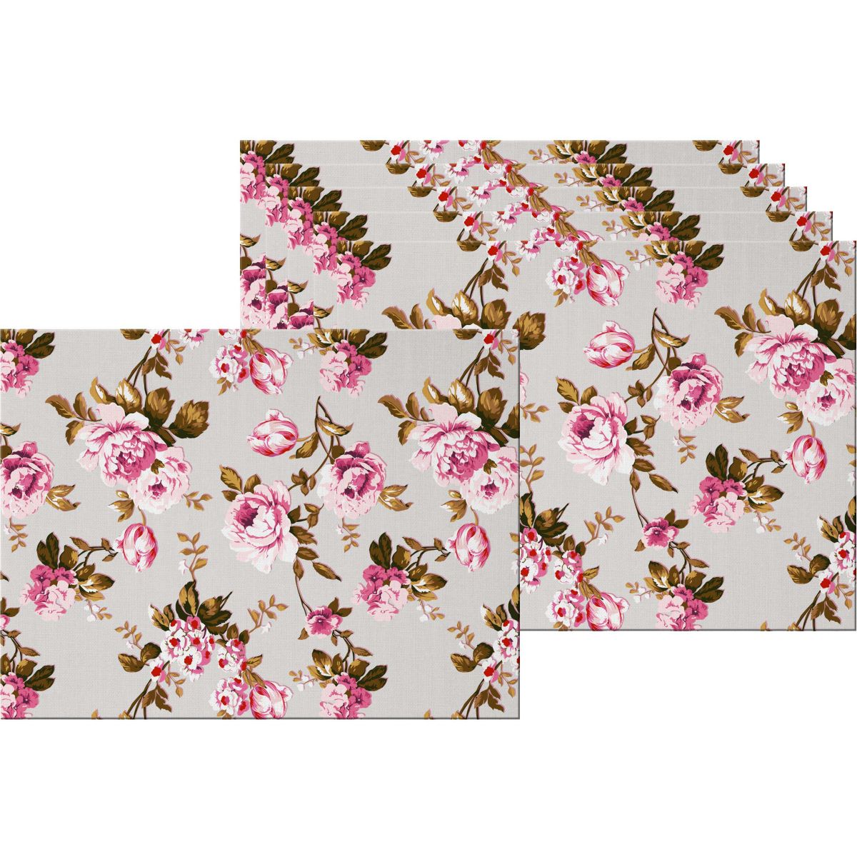 Set de table en vinyle 40 x 30 cm (Lot de 6) Roses fond beige Matteo ...