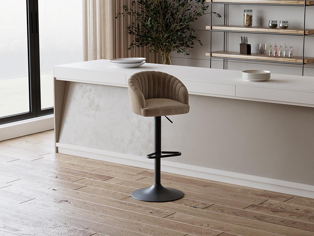 Lot de 2 tabourets de bar en velours et métal - Hauteur réglable ...