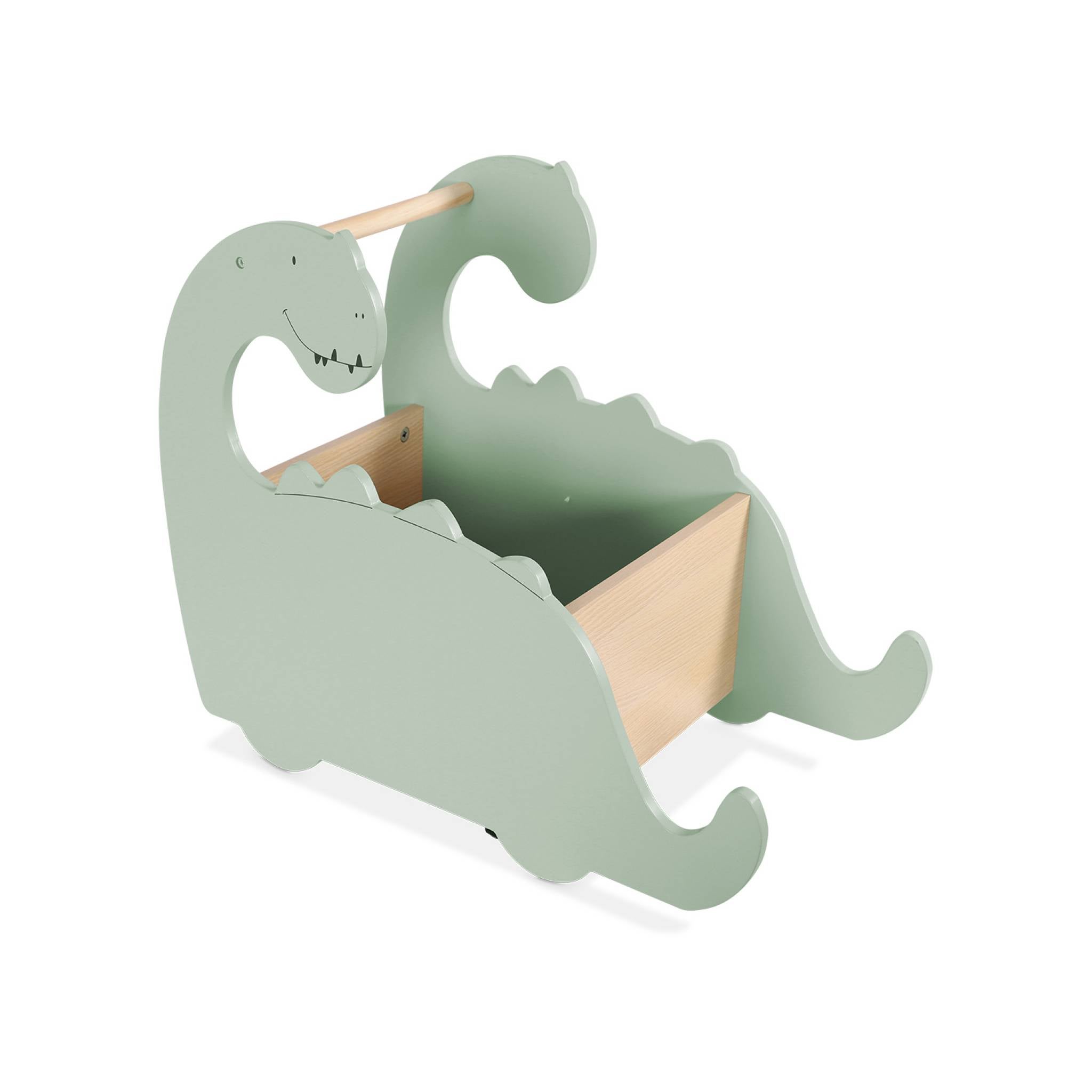 Caja de juguetes con ruedas para niños dinosaurio, Brachi, Verde, 57 ...