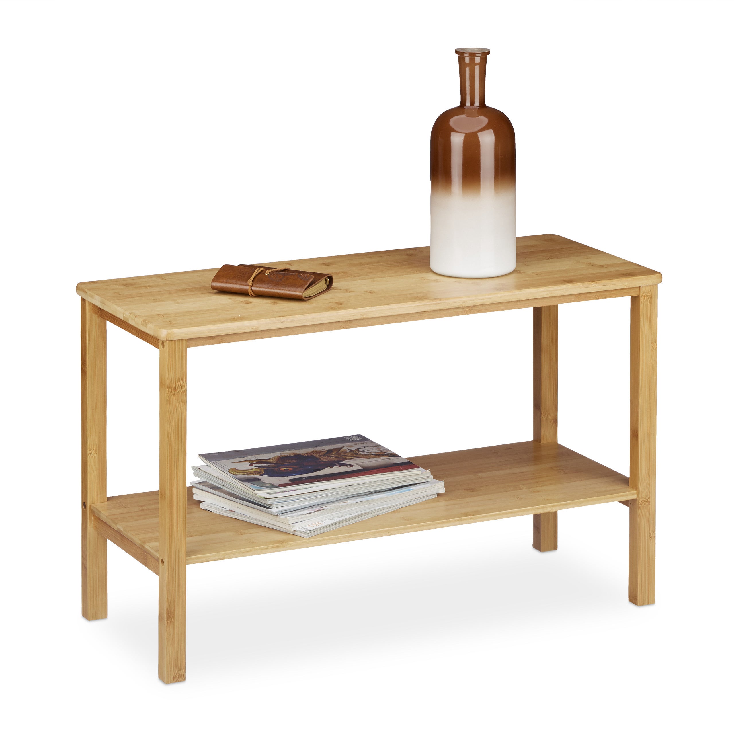 Relaxdays Table basse en bambou RUSTICO rectangle table de salon 80 x ...