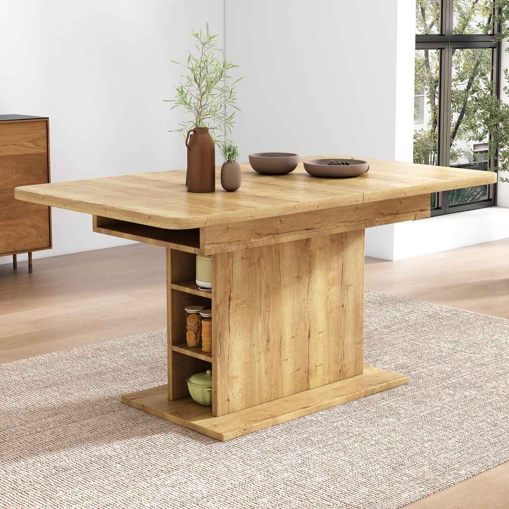 Table extensible multifonction avec rangement, design béton et ...