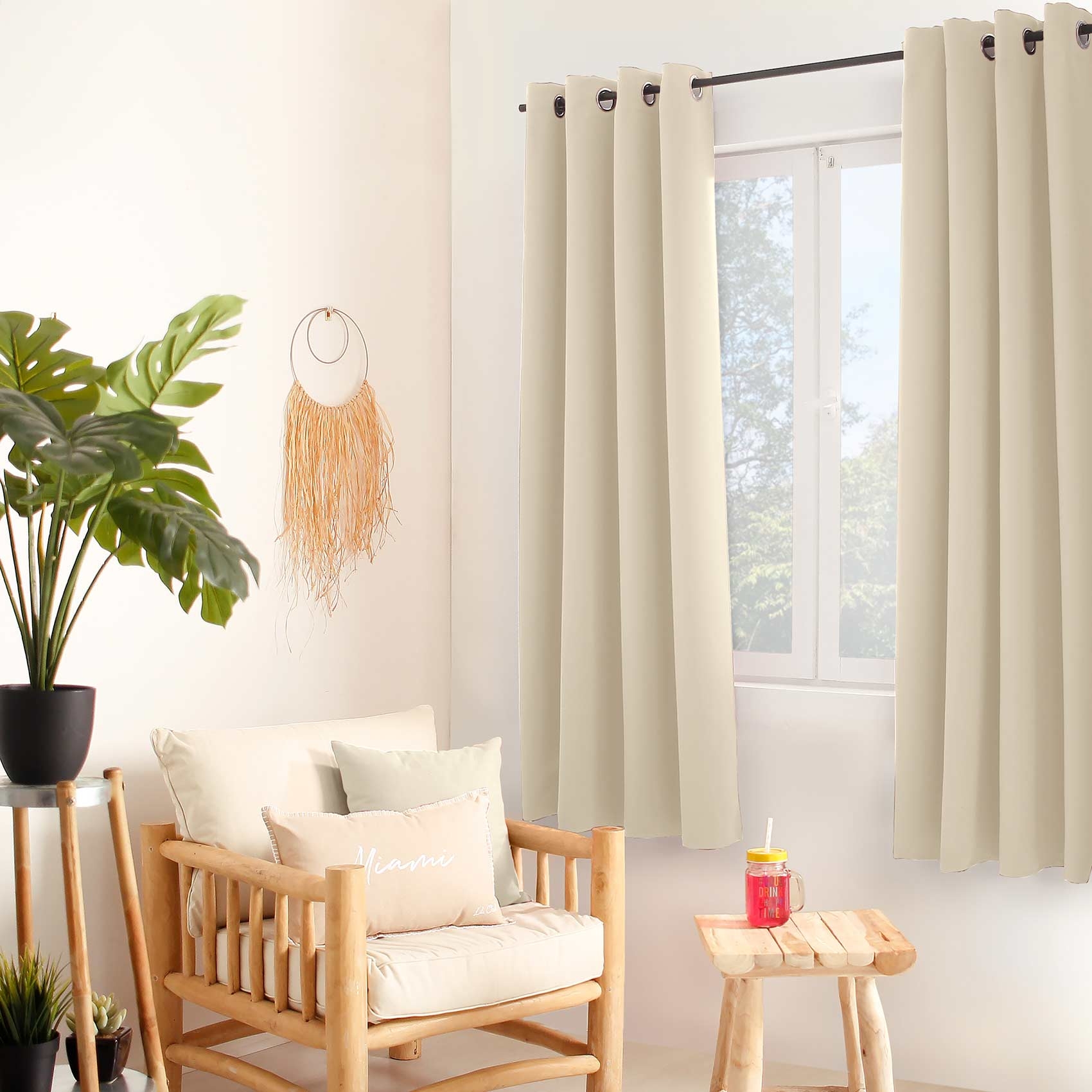 Rideau uni isolant et thermique - Ecru - 140x180 cm - Polyester | Leroy ...