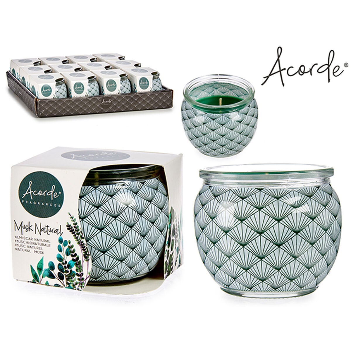 Bougie Parfumée 7,5 x 6,3 x 7,5 cm Vert verre Cire | Leroy Merlin