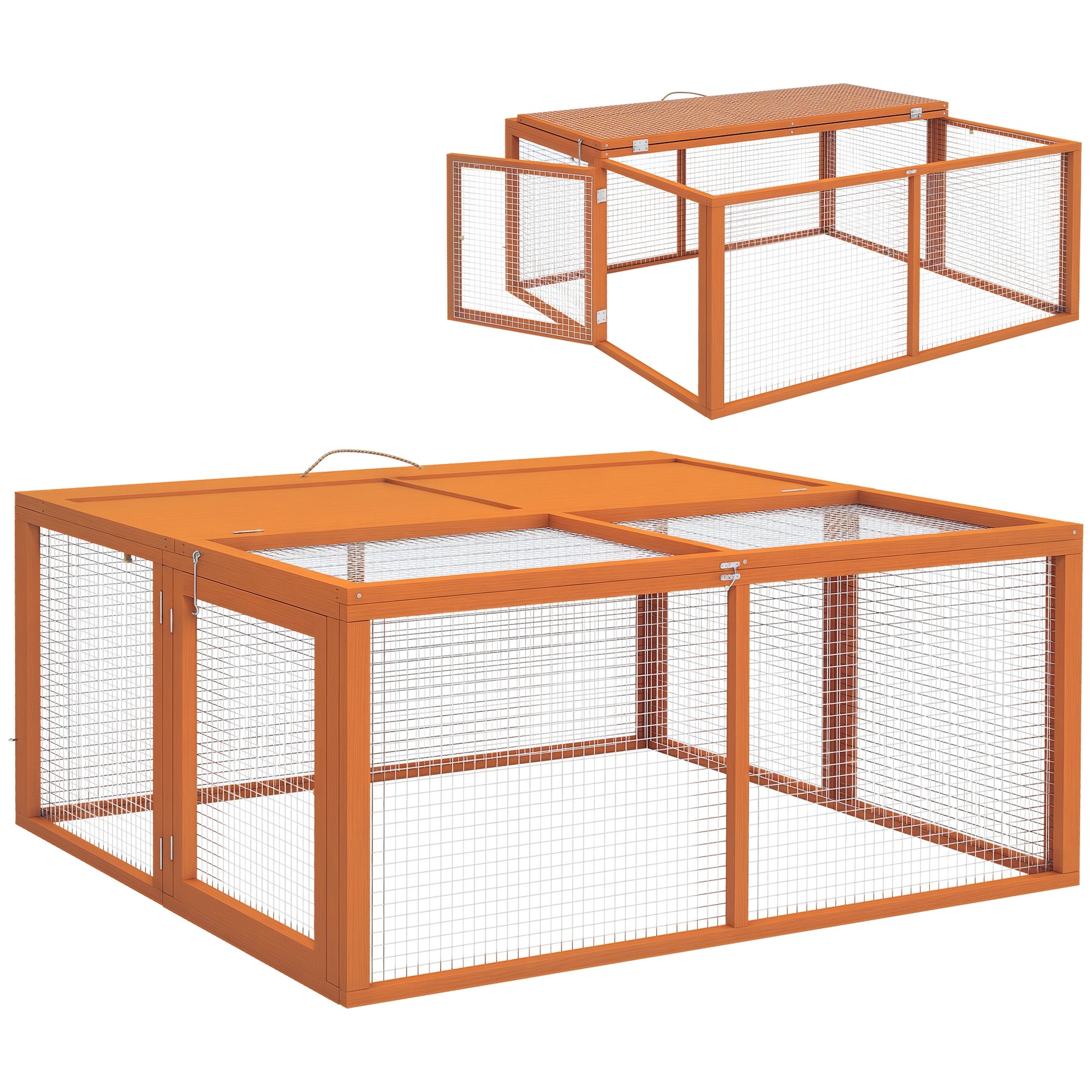 Clapier extérieur pliable 2-3 rongeurs, entrées multiples, bois/acier ...