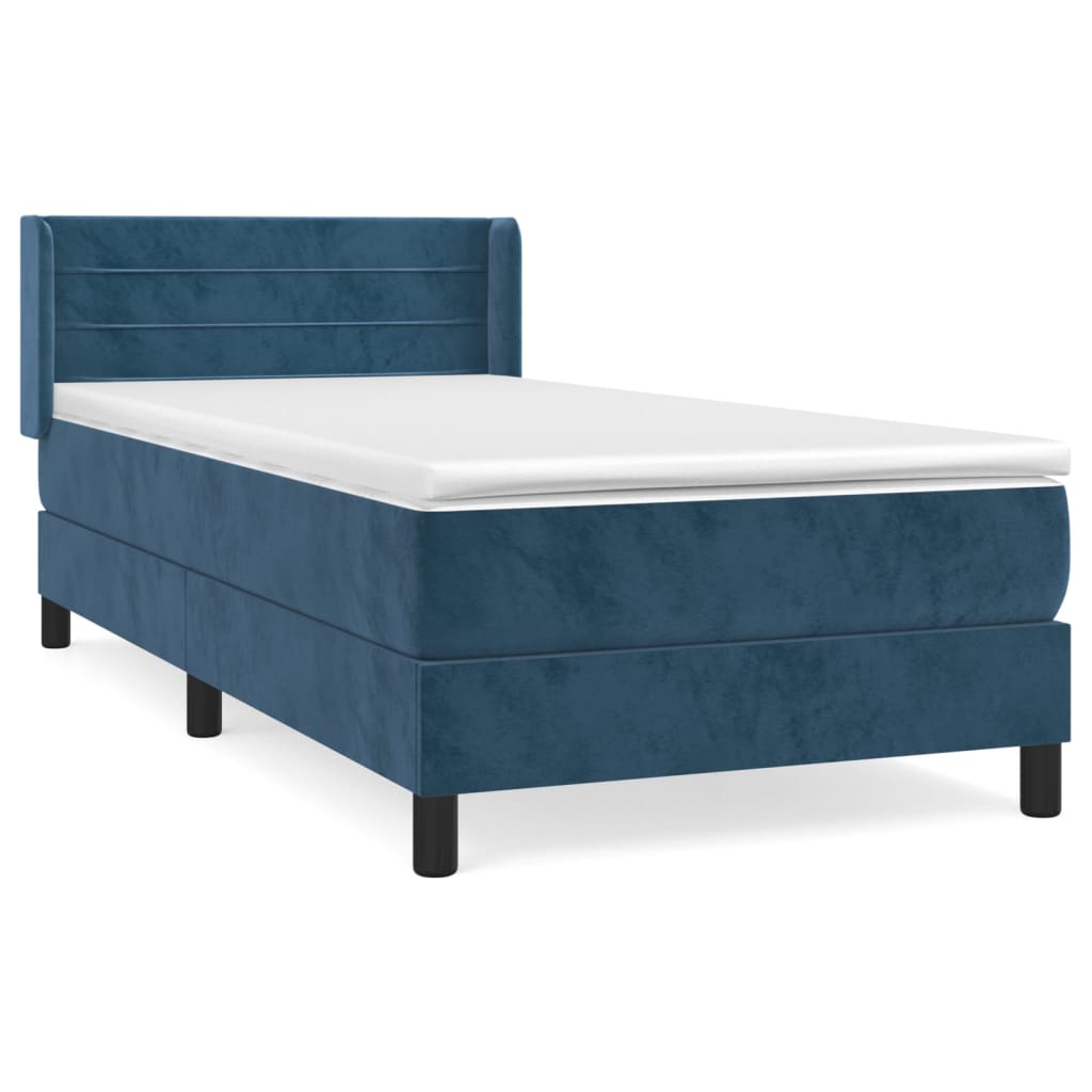 Cama box spring con colchón terciopelo azul oscuro 100x200 cm | Leroy ...