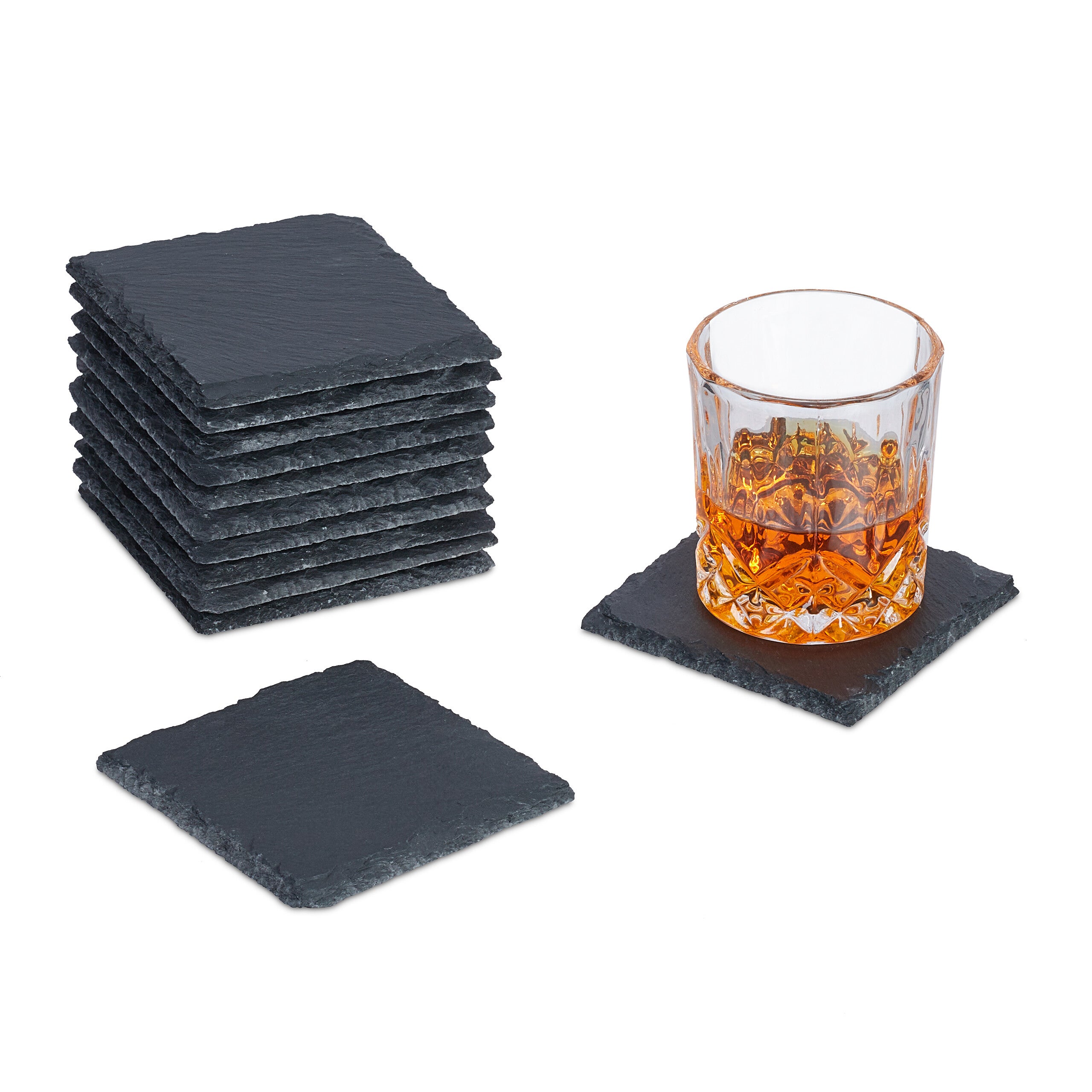 Relaxdays dessous de verre, lot de 12, sous-verres carrés, 10x10 cm, pour boissons, raclette, en ...