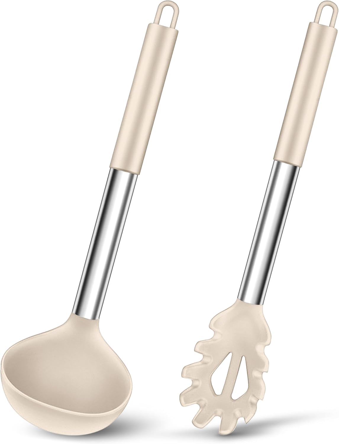 Juego de 2 cucharones para sopa y cucharas para espaguetis, fabricados ...