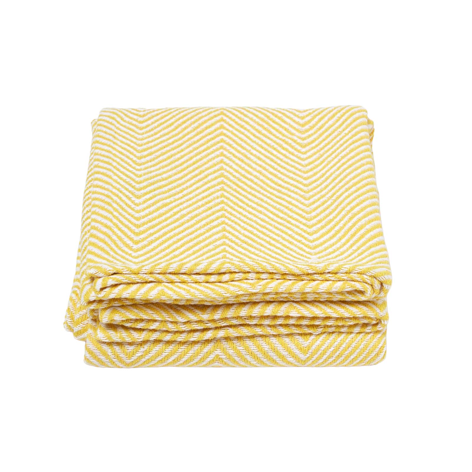 Homescapes Plaid ou jeté de canapé Halden jaune à motif chevrons en ...