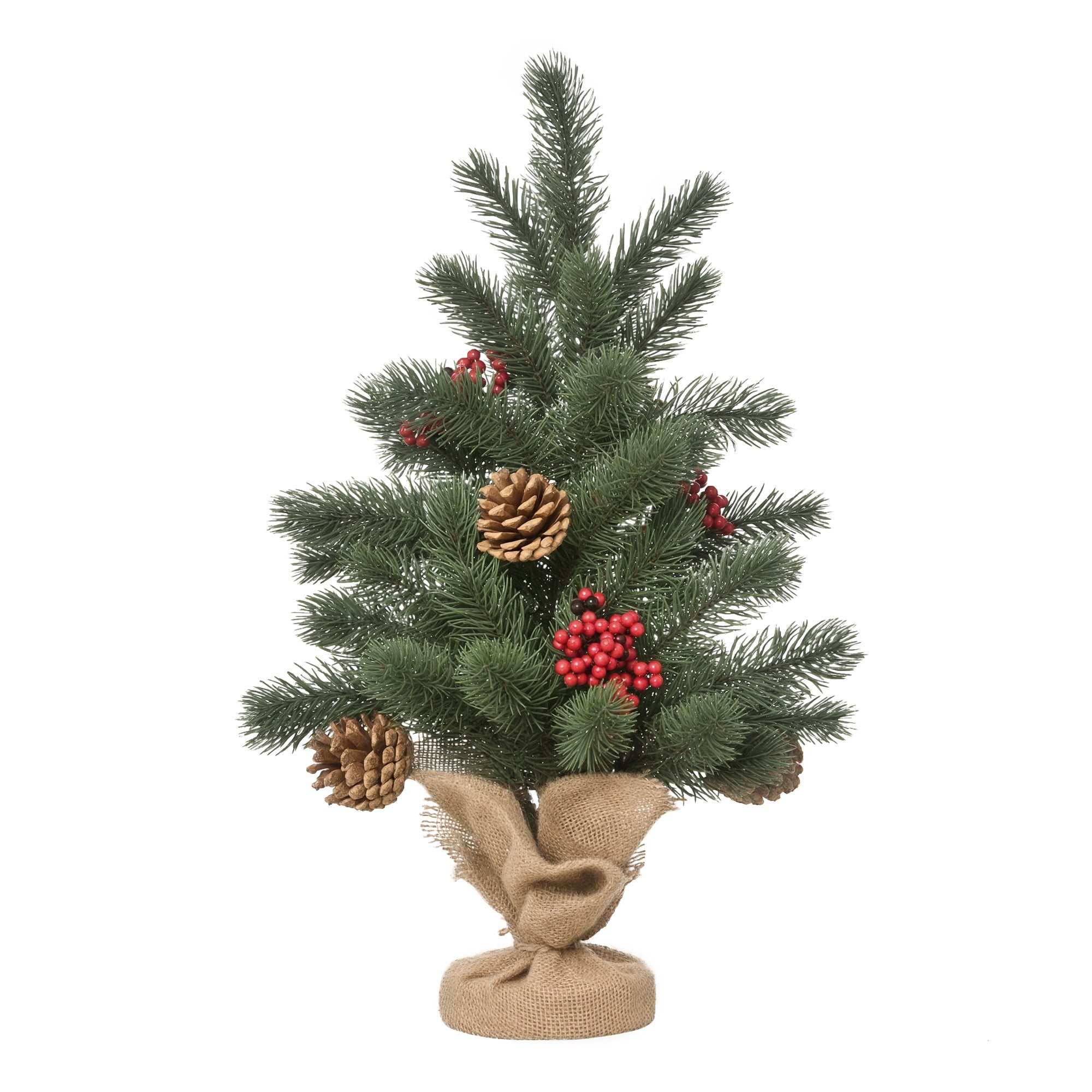 Mini sapin de Noël décoratif, avec ornements, baies rouges, 50 cm de ...