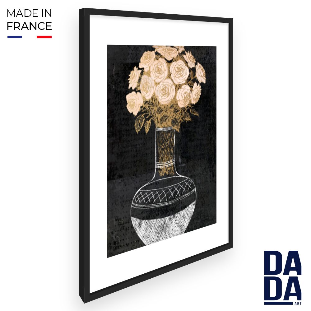 Image encadrée avec cadre NOIR / 50x70cm / Fleurs élégantes / Créé et ...