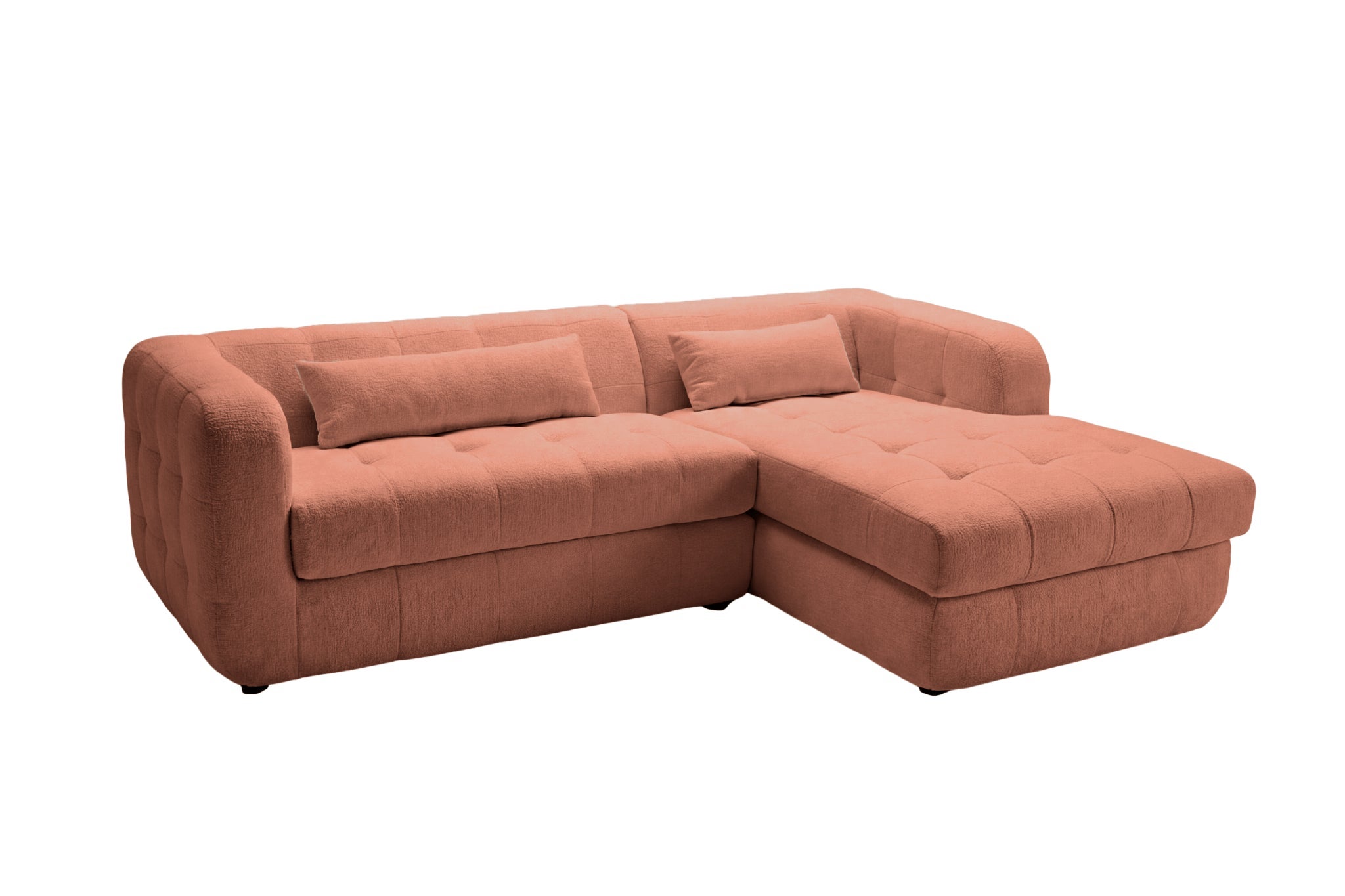 ARLETTE - Canapé d'angle tissu chenille 4 places Terracotta Droit ...