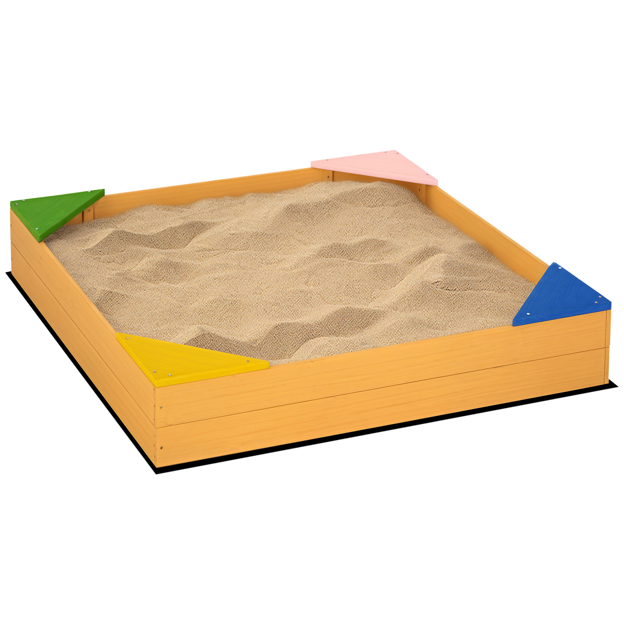 Kids Wooden Sand Pit, Children Sandbox, with Four Seats, Non-Woven ...