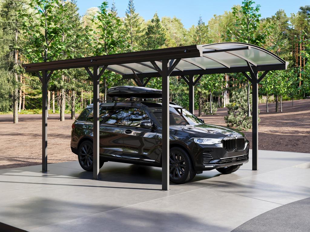 Tettoia pergola semplice autoportante in alluminio per 1 auto 15,15 m² Antracite - BARESA ...