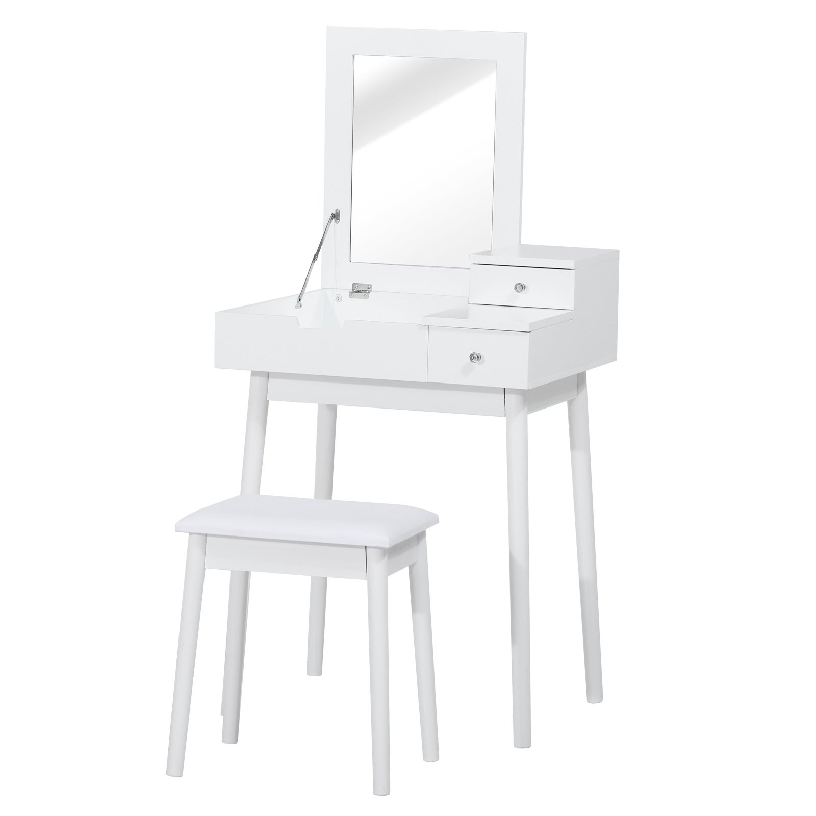 Coiffeuse Table de Maquillage avec Tabouret Miroir Rabattable Coffre ...