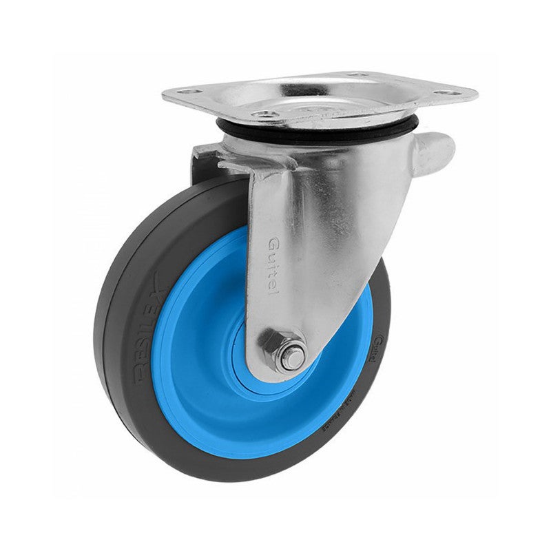 Roulette pivotante sur platine roue Résilex pour charges lourdes ...