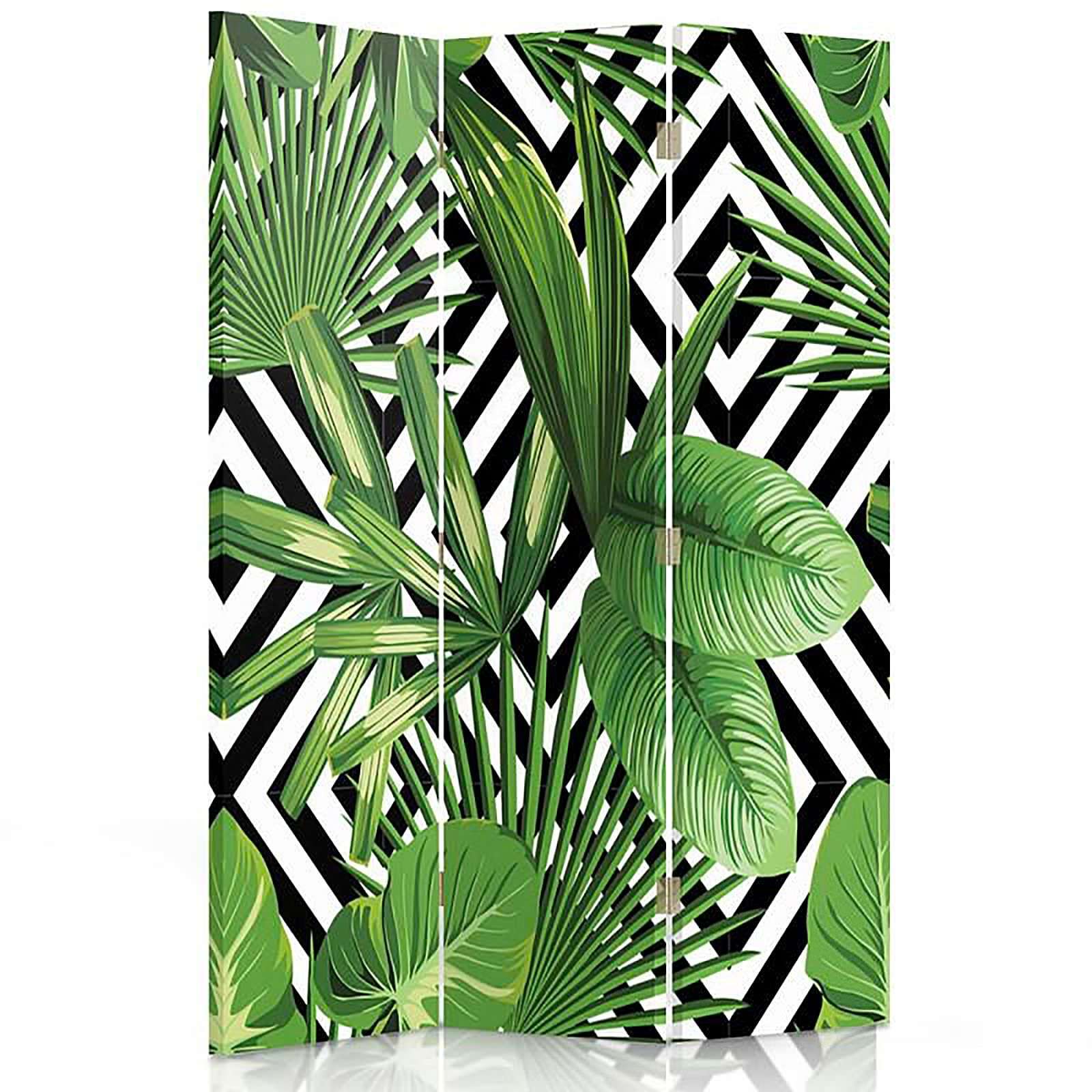 Paravent Design Feuillage Tropical 3 Panneaux Déco - 110 x 150 cm - 2 ...