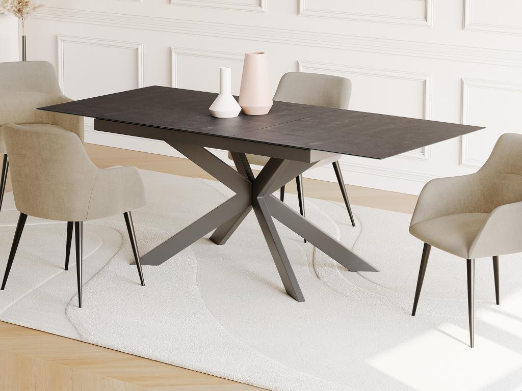 Table à manger extensible ALBINA - 6 à 8 personnes - Céramique & Verre ...