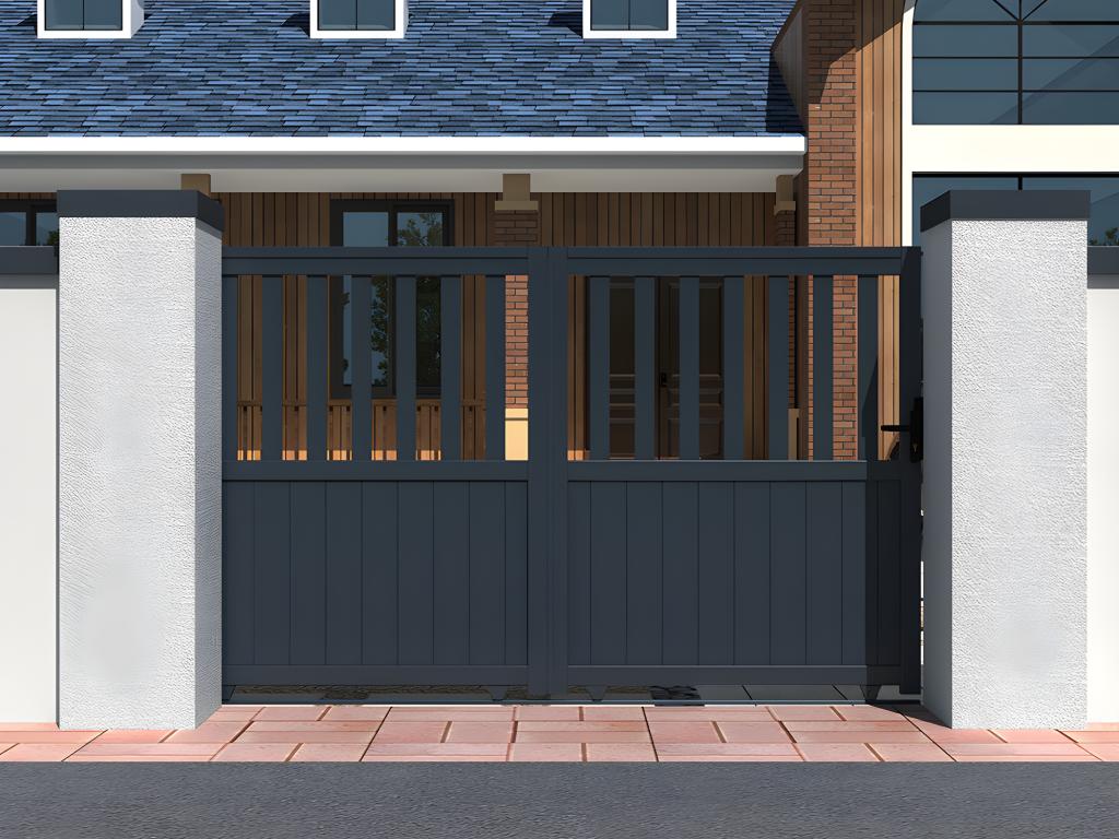 Portón corredero aluminio calado Ancho 343 x Alt. 149 cm antracita ...