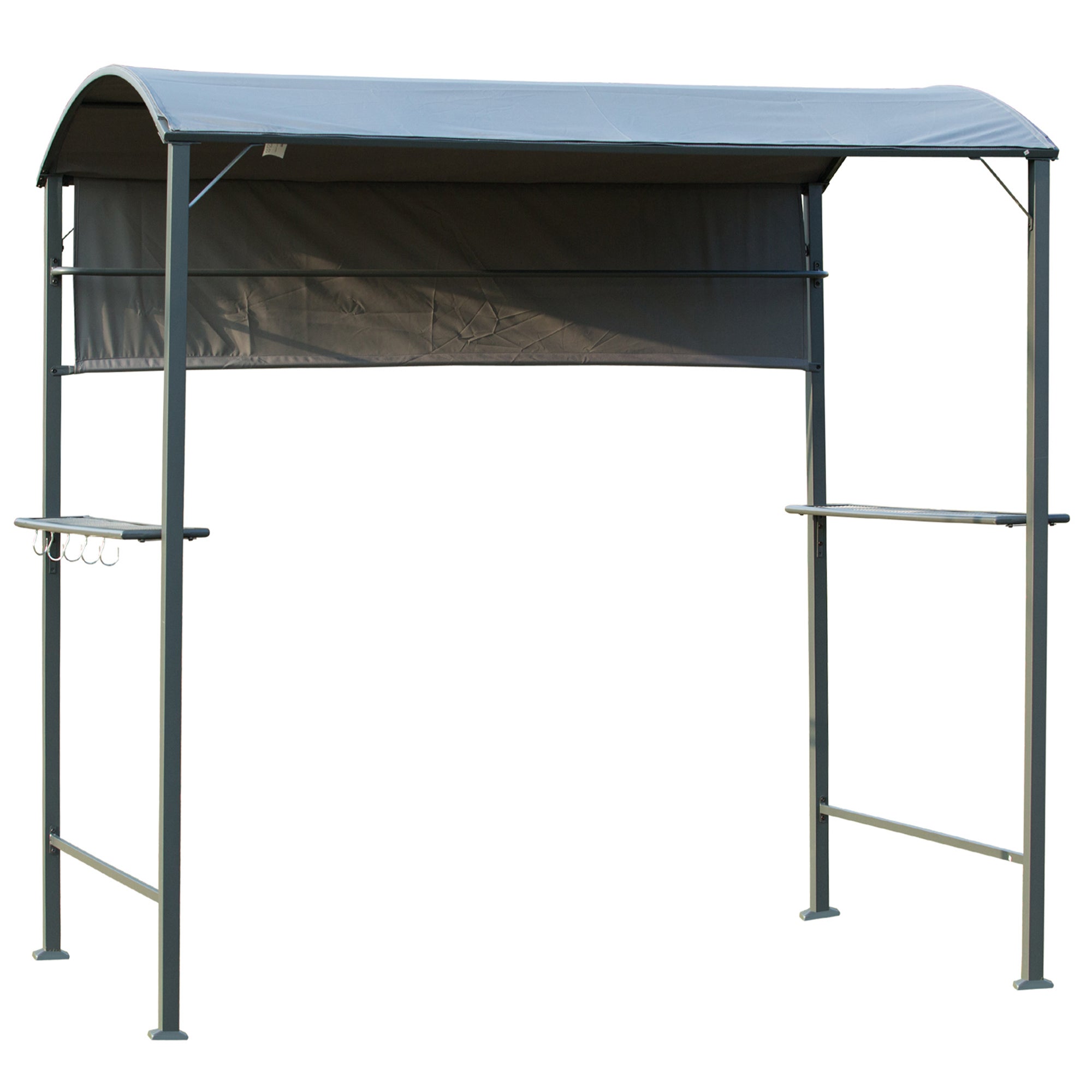 Abri de jardin avec barbecue, toit ignifugé, 2 étagères, polyester noir ...