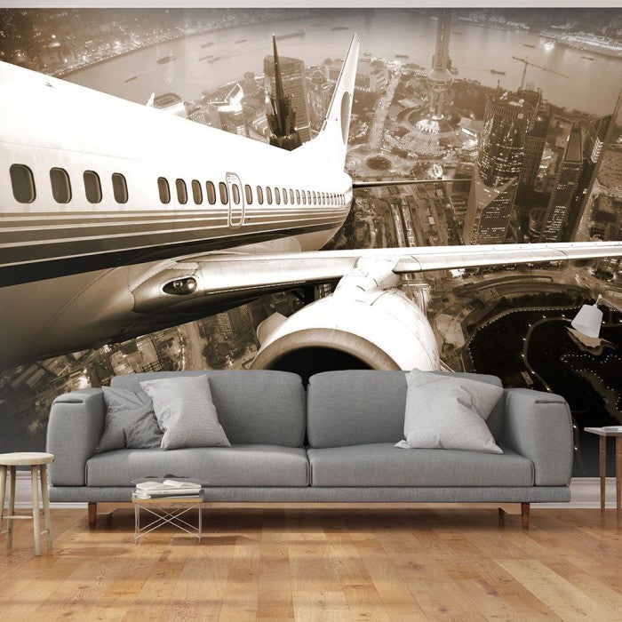 Papier Peint "Avion Décollant de l'Aéroport" 154 x 200 cm | Leroy Merlin